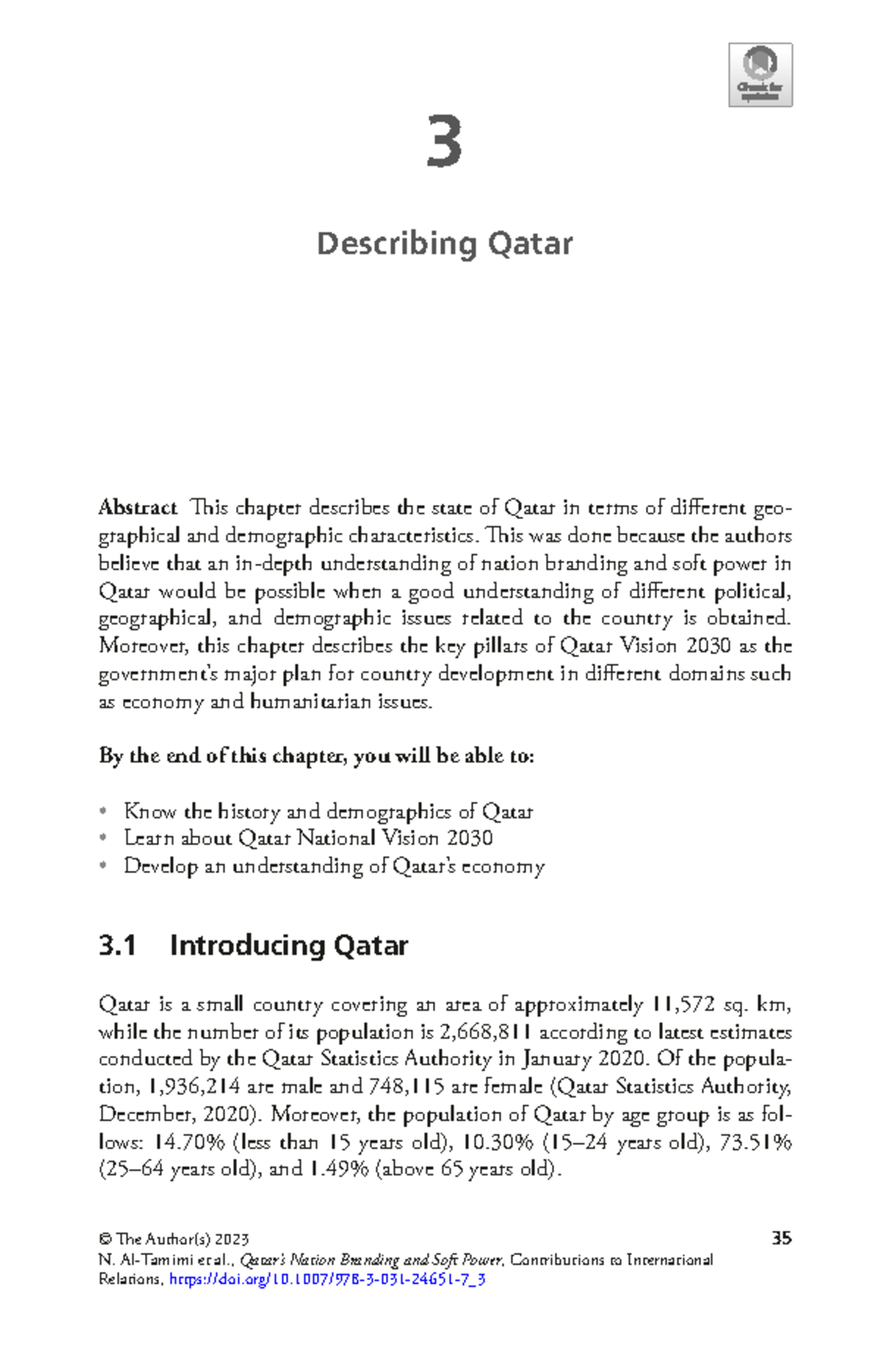 Describing Qatar - ..... - 35 3 Describing Qatar Abstract This chapter ...