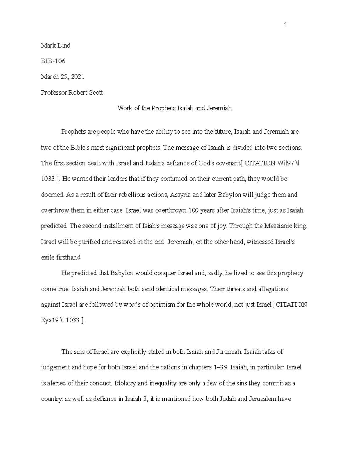 Donelastpaper - Grade: A - Mark Lind BIB- March 29, 2021 Professor ...