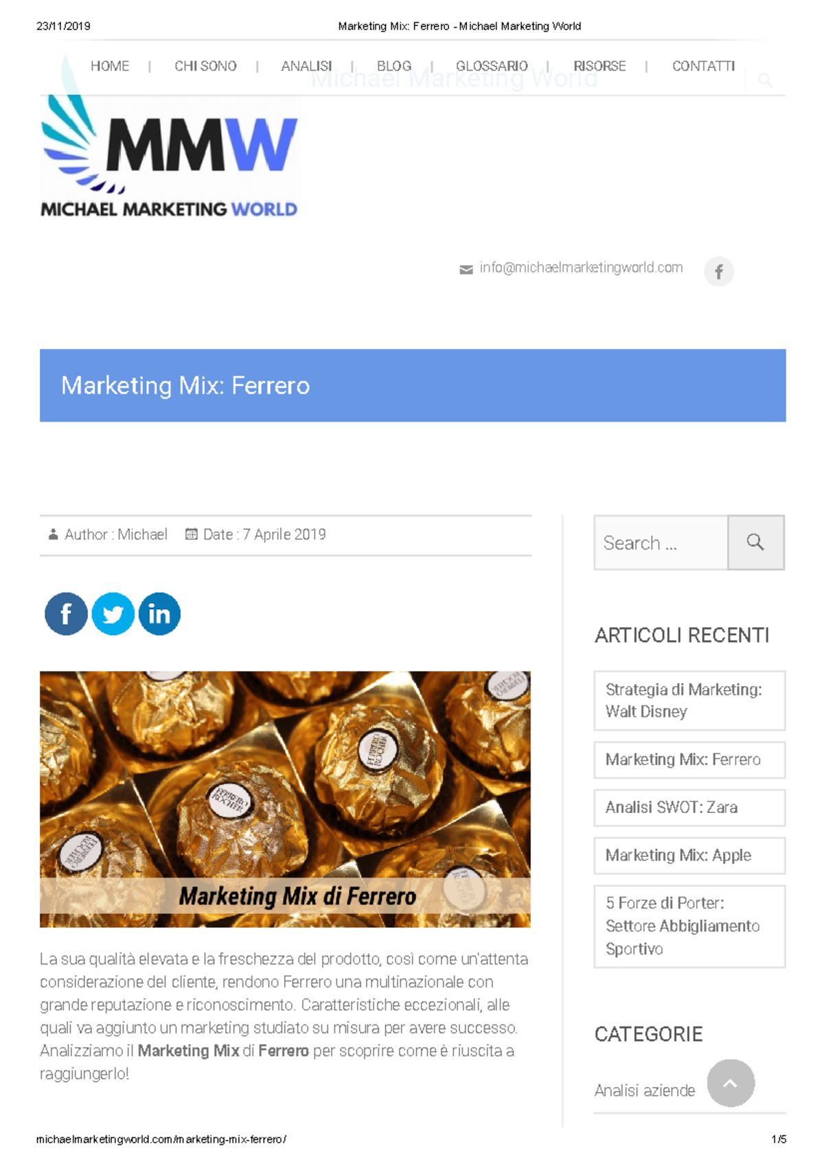 Marketing Mix Ferrero - Michael Marketing World - Michael Marketing ...