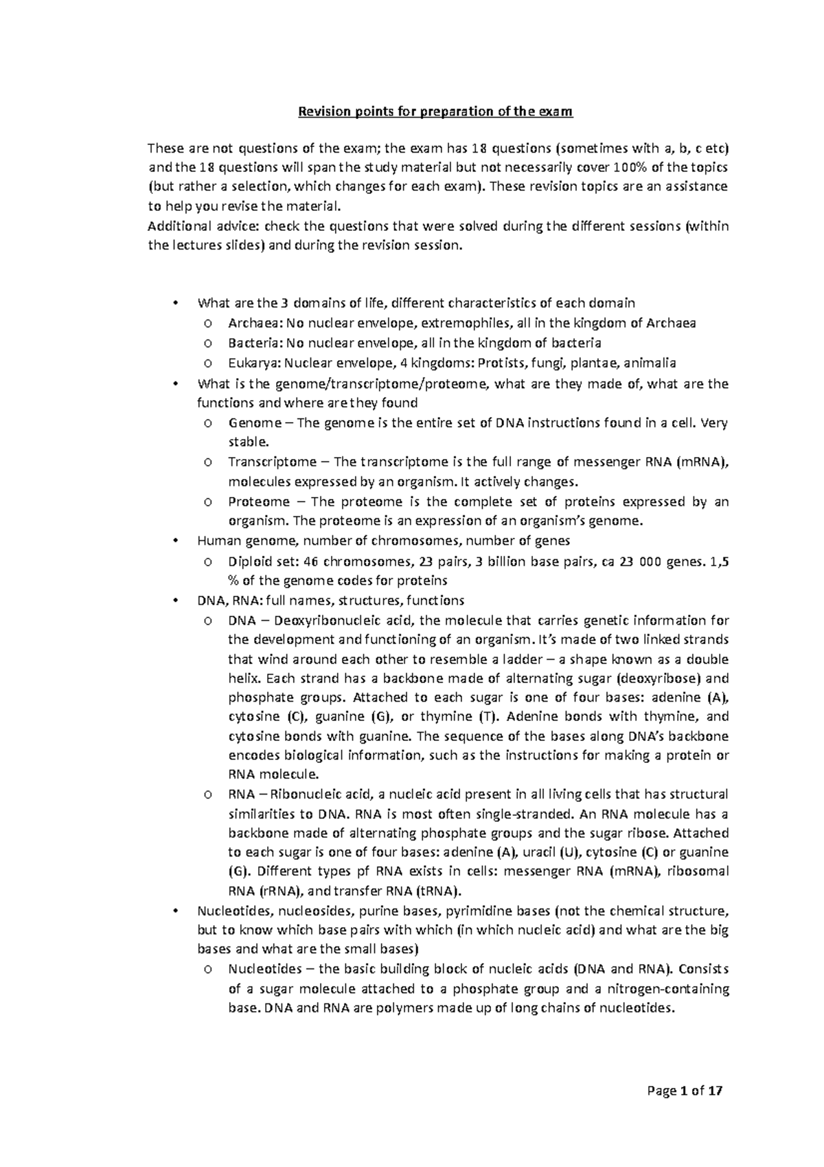 Revision points and answers - Revision points for preparation of the ...