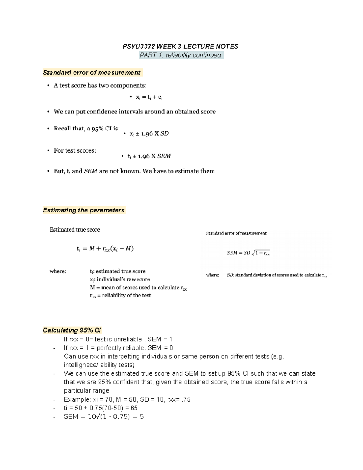 PSYU3332 WK 3 Lecture - PSYU3332 WEEK 3 LECTURE NOTES PART 1 ...