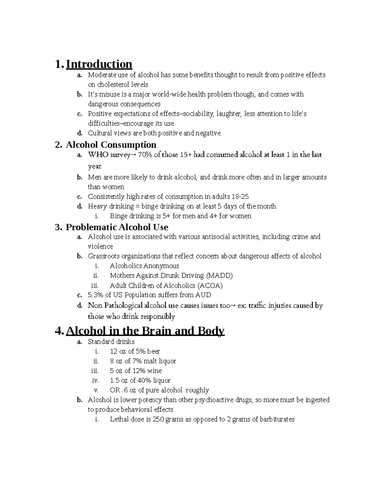 Chapter 9 Alcohol A Dangerous Drug - 1. Introduction a. Moderate use of ...