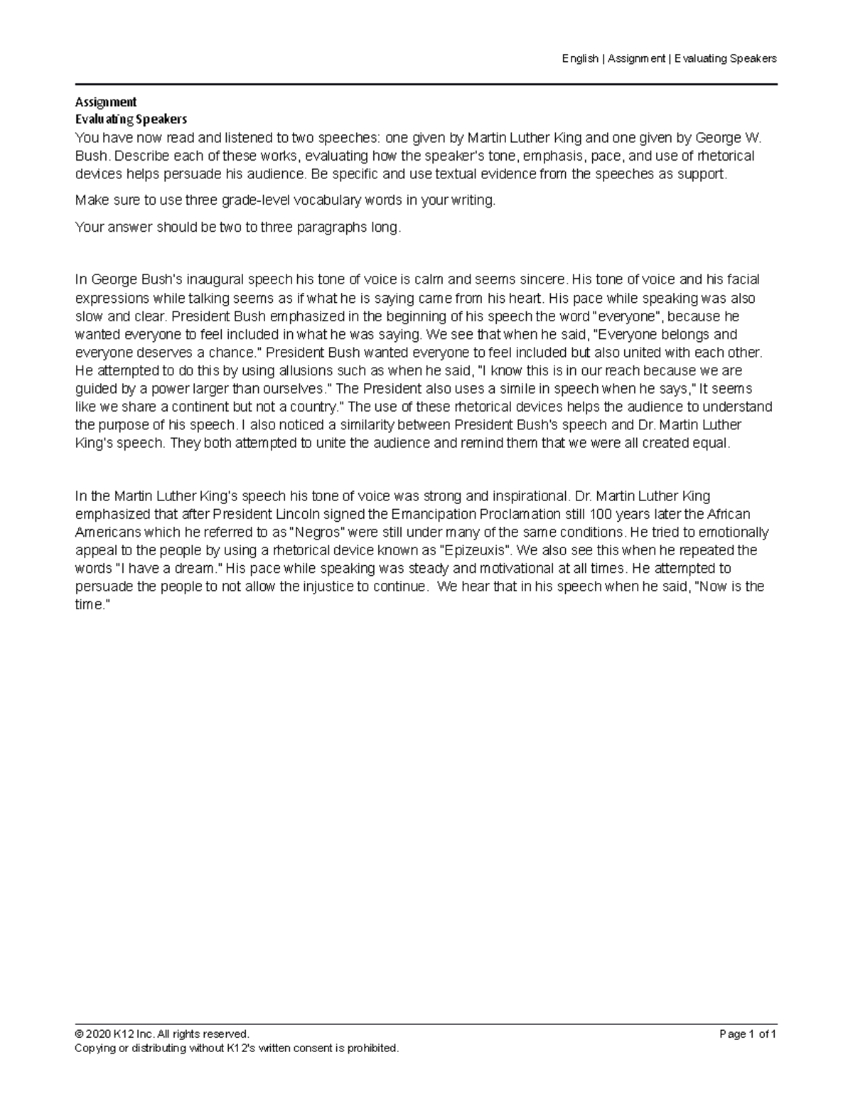 2.07 LA TGA - 2.07 LA TGA - English | Assignment | Evaluating Speakers ...