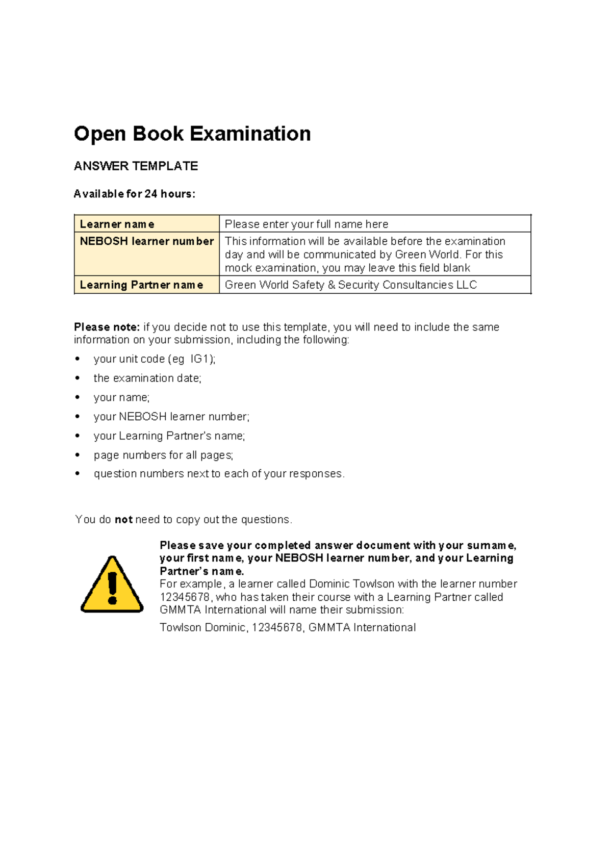 OBE MOCK Answer Sheet - kkji - Open Book Examination ANSWER TEMPLATE ...