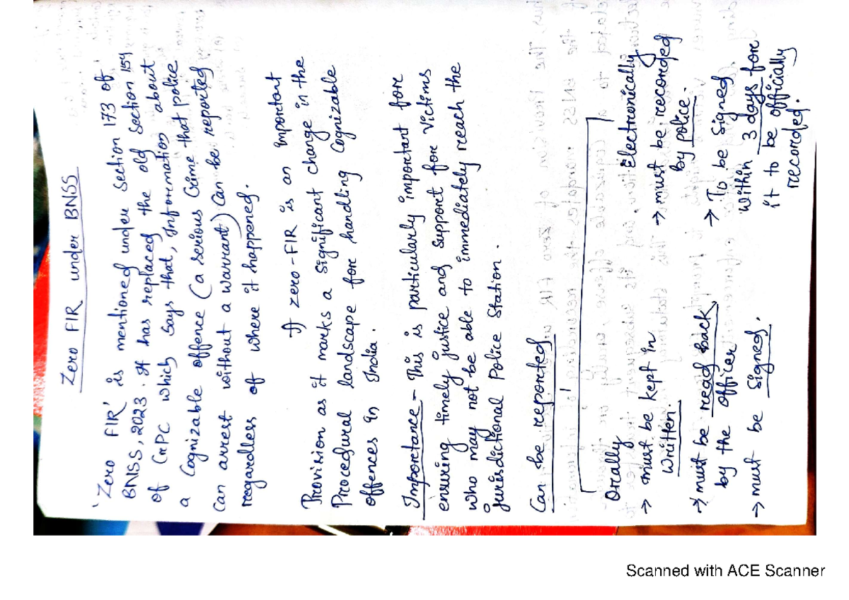 Zero FIR - Very detailed - Zero FIR under BNSS is mentioned under ...