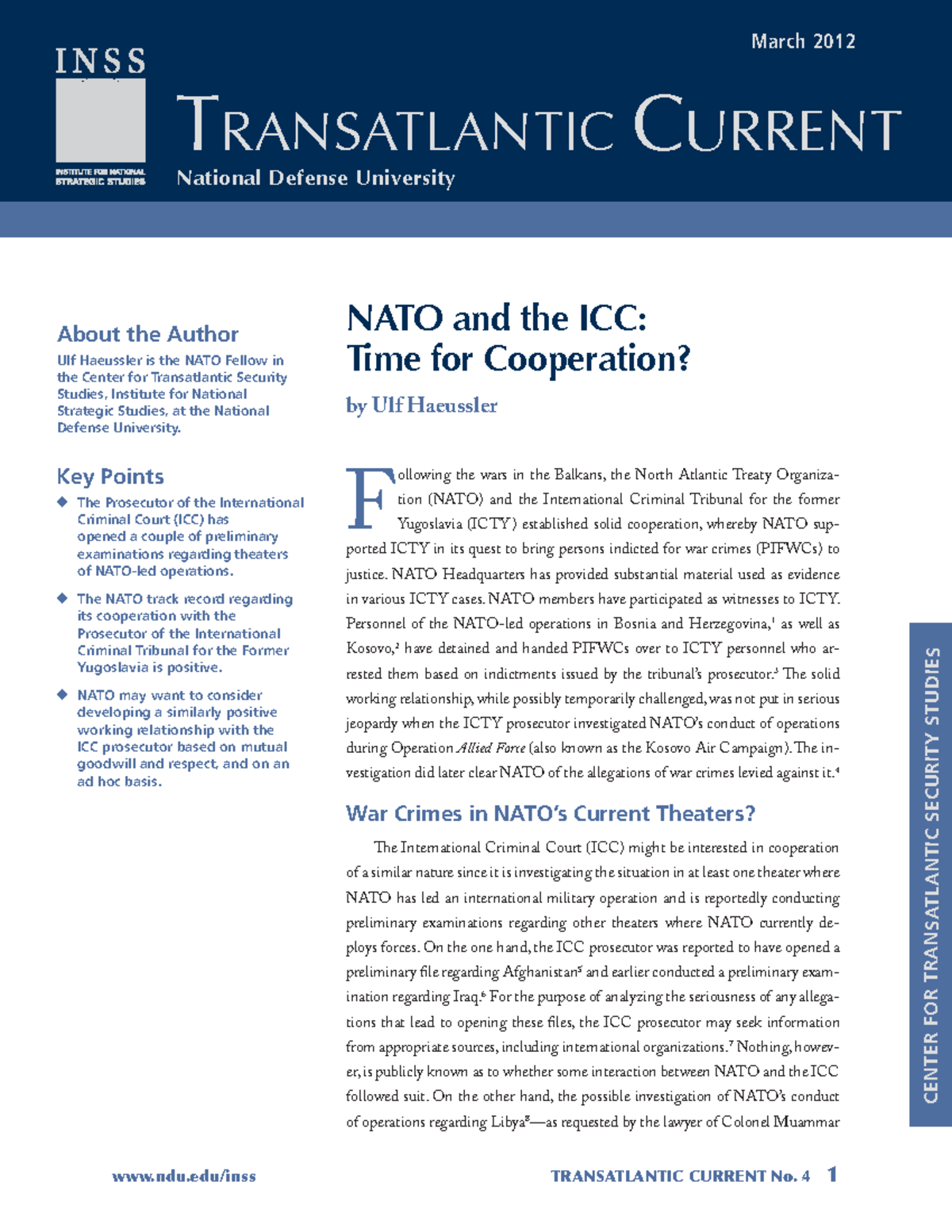 Transatlantic Current 4 - ndu/inss TRANSATLANTIC CURRENT No. 4 1 F ...