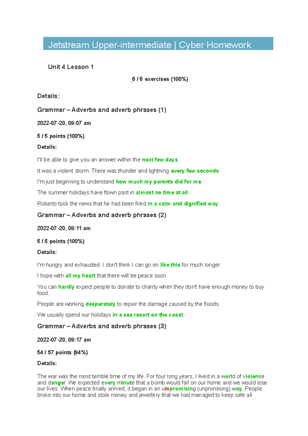 Upper-intermediate jetstream UNIT 4 - Jetstream Upper-intermediate | Cyber Homework Unit 4 ...