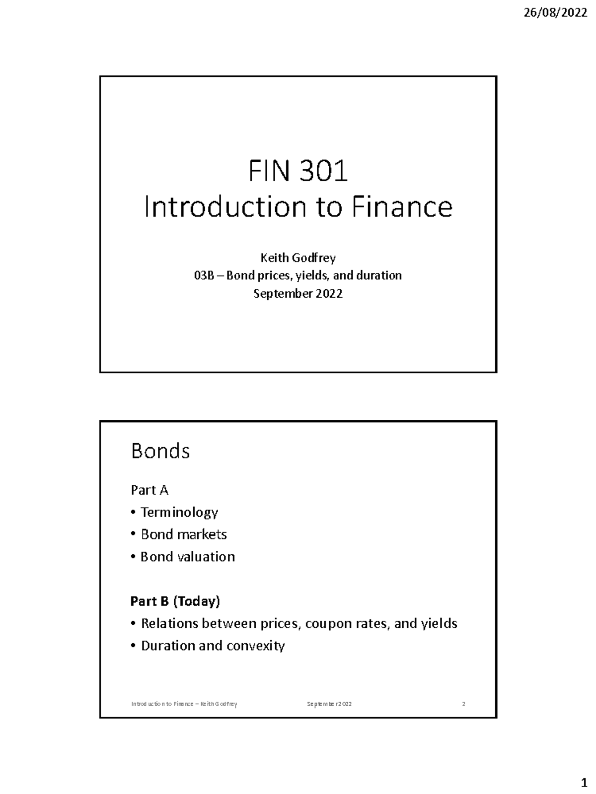 FIN 301 KG 03B Bonds - FIN 301 Introduction to Finance Keith Godfrey ...