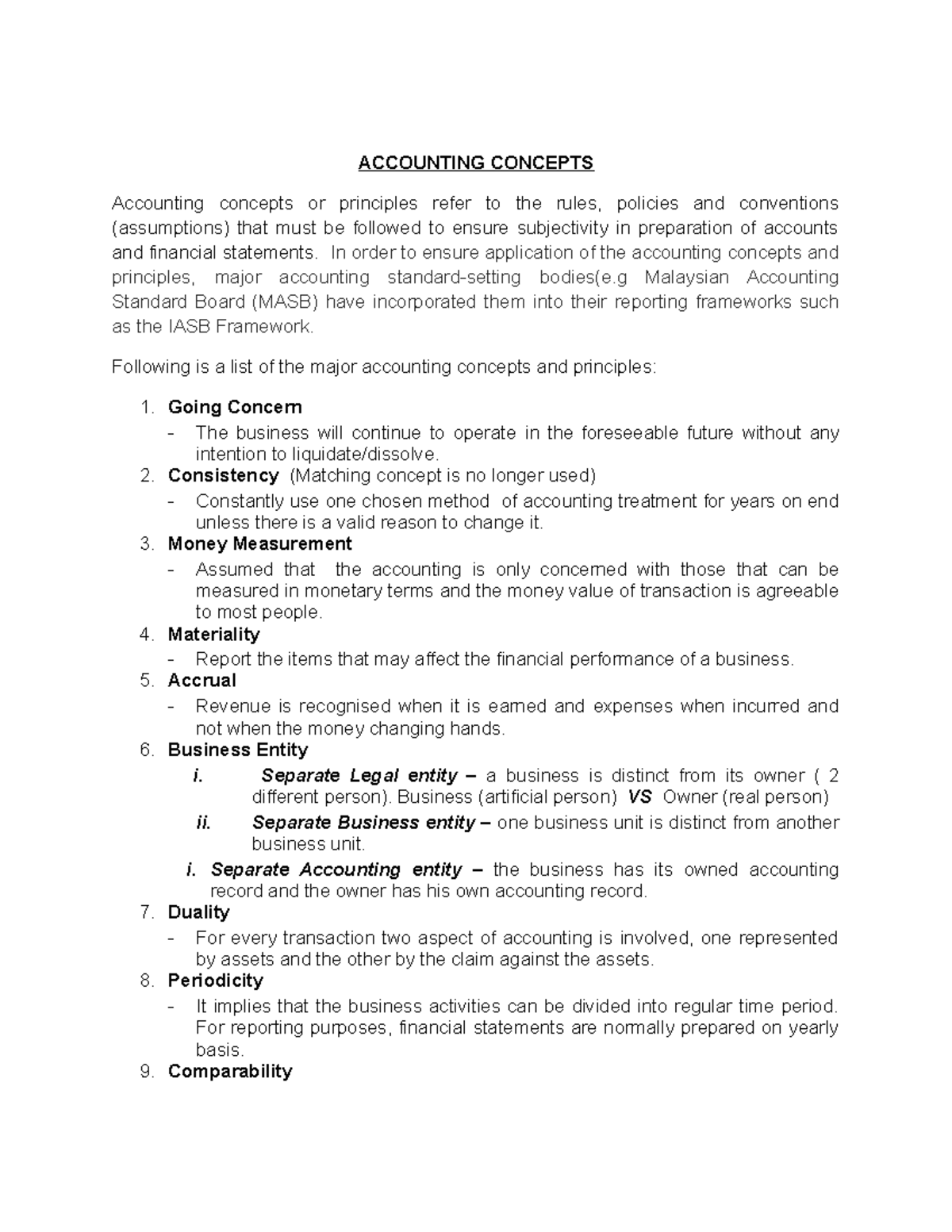Accounting Concepts - Revision - ACCOUNTING CONCEPTS Accounting ...
