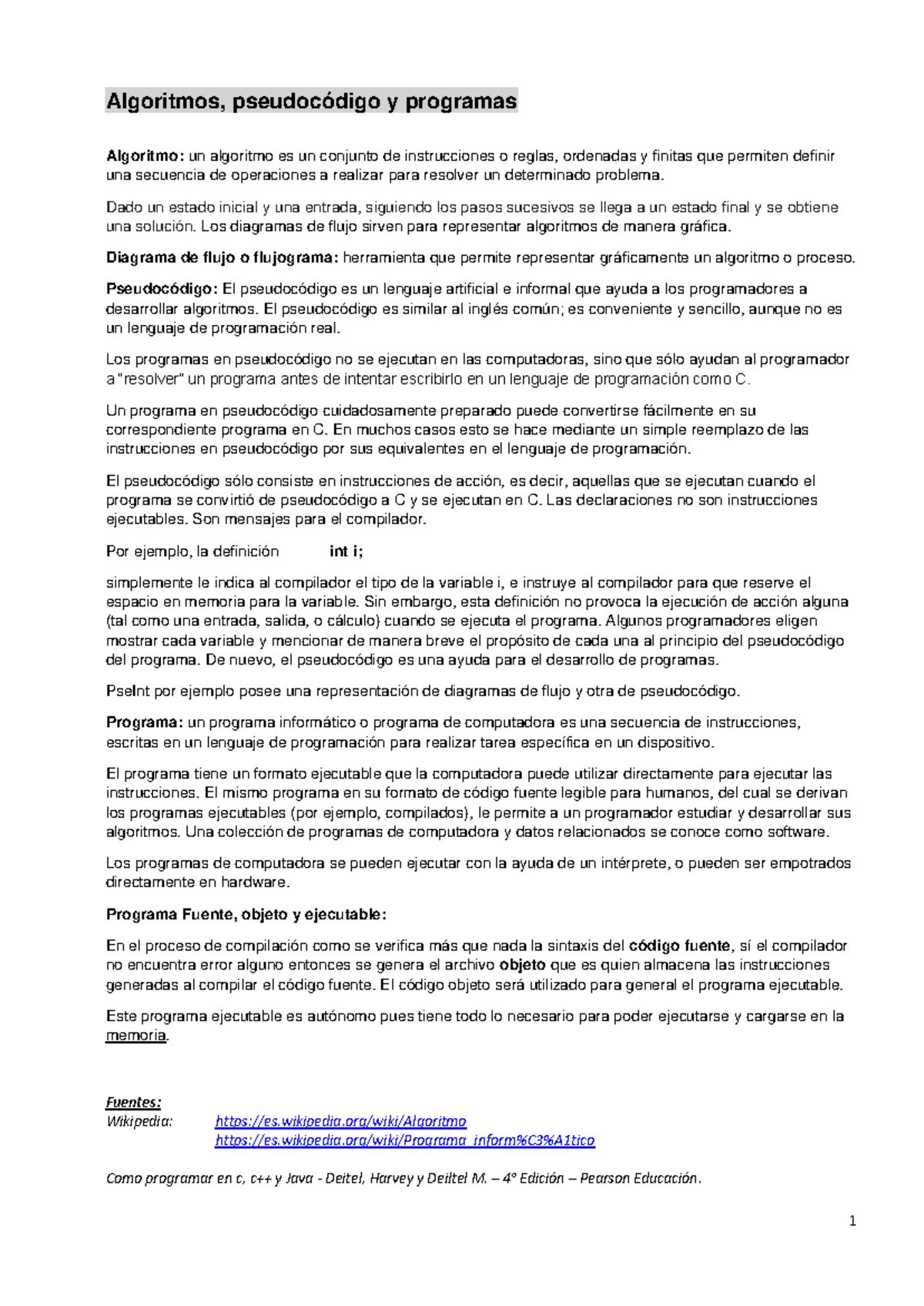 2. Algoritmos pseudocódigo y programas - 1 Algoritmos, pseudocódigo y ...