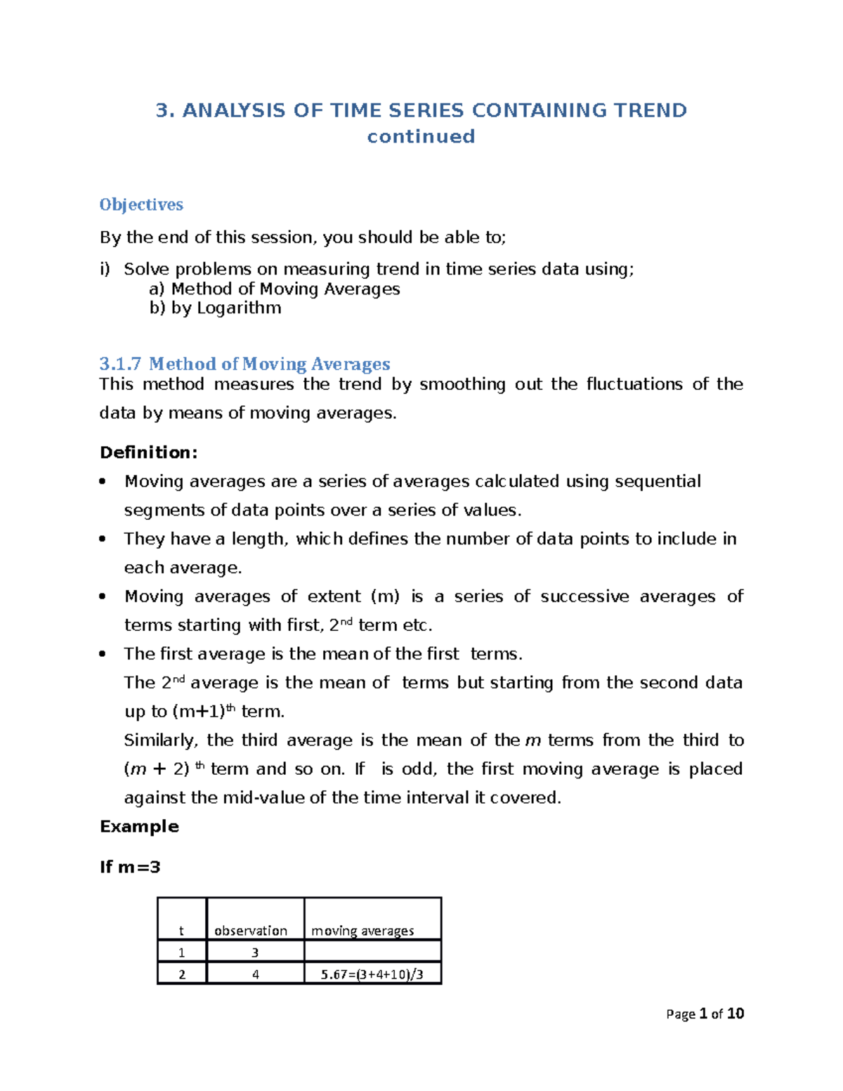 Lesson 4 Time Series notes - 3. ANALYSIS OF TIME SERIES CONTAINING ...