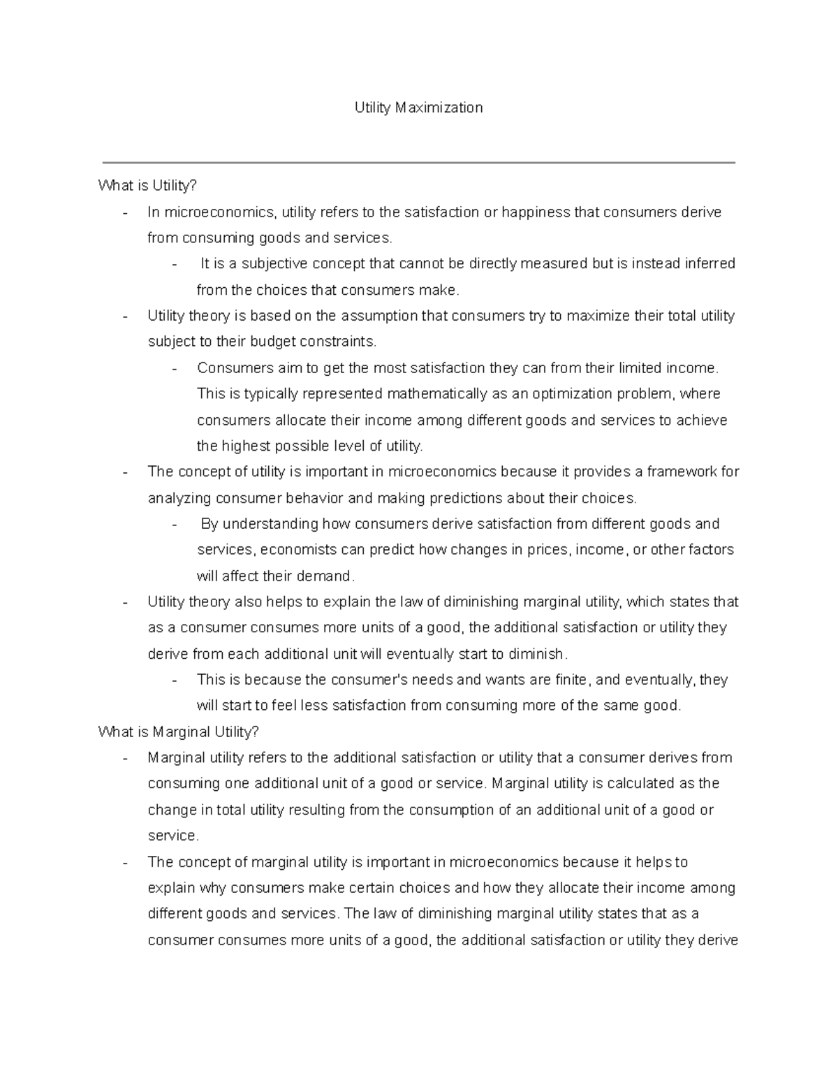 Eco 101 Utility Maximization Utility Maximization What Is Utility