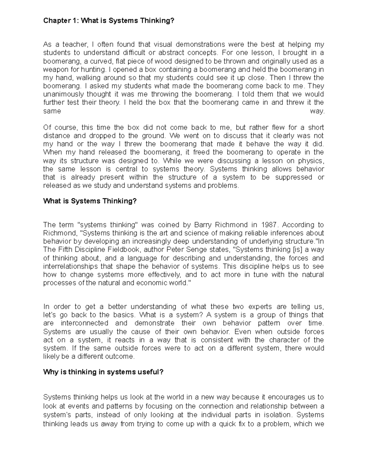 Chapter 1- The Art Of Thinking In Systems - Chapter 1: What is Systems ...