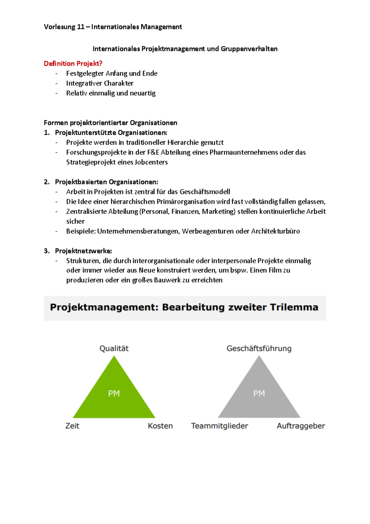 VL 11-Internationales Management - Internationales Projektmanagement ...