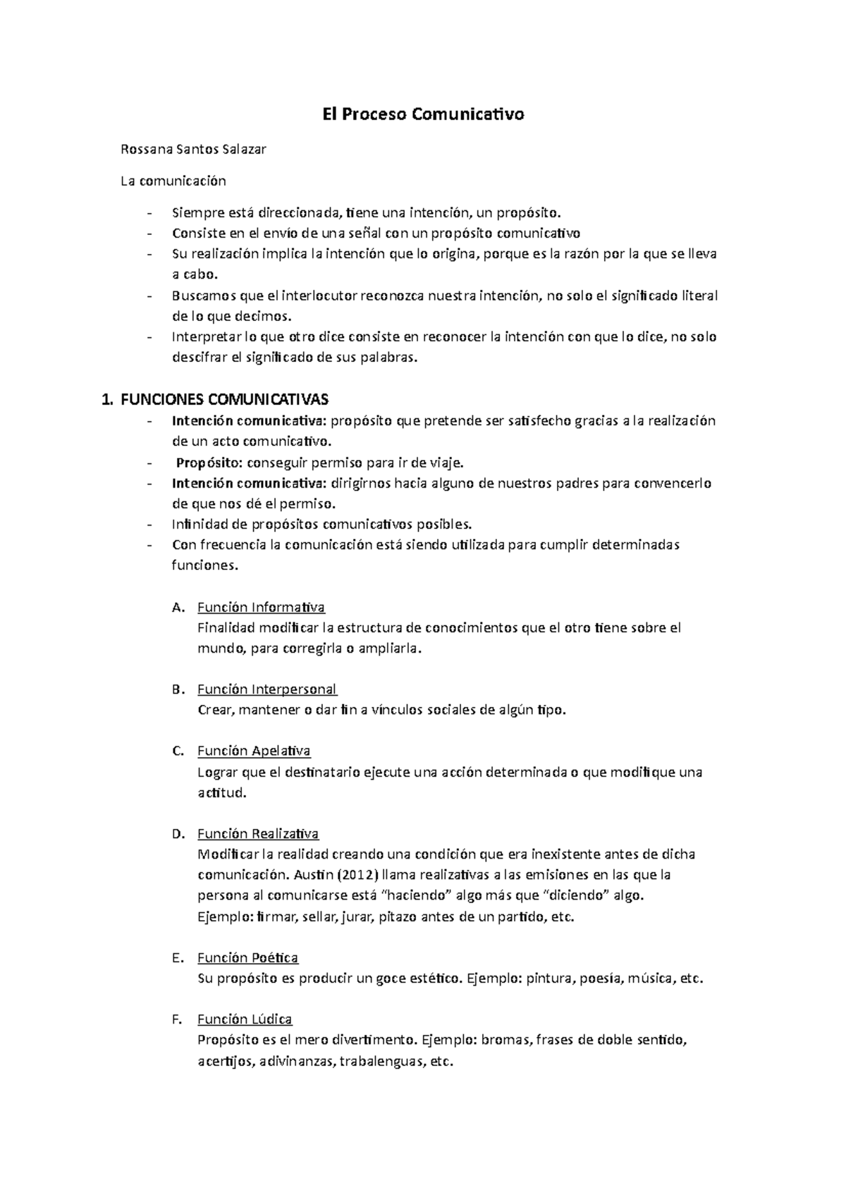 El Proceso Comunicativo - Rossana Santos Salazar - El Proceso Comunicativo Rossana Santos ...