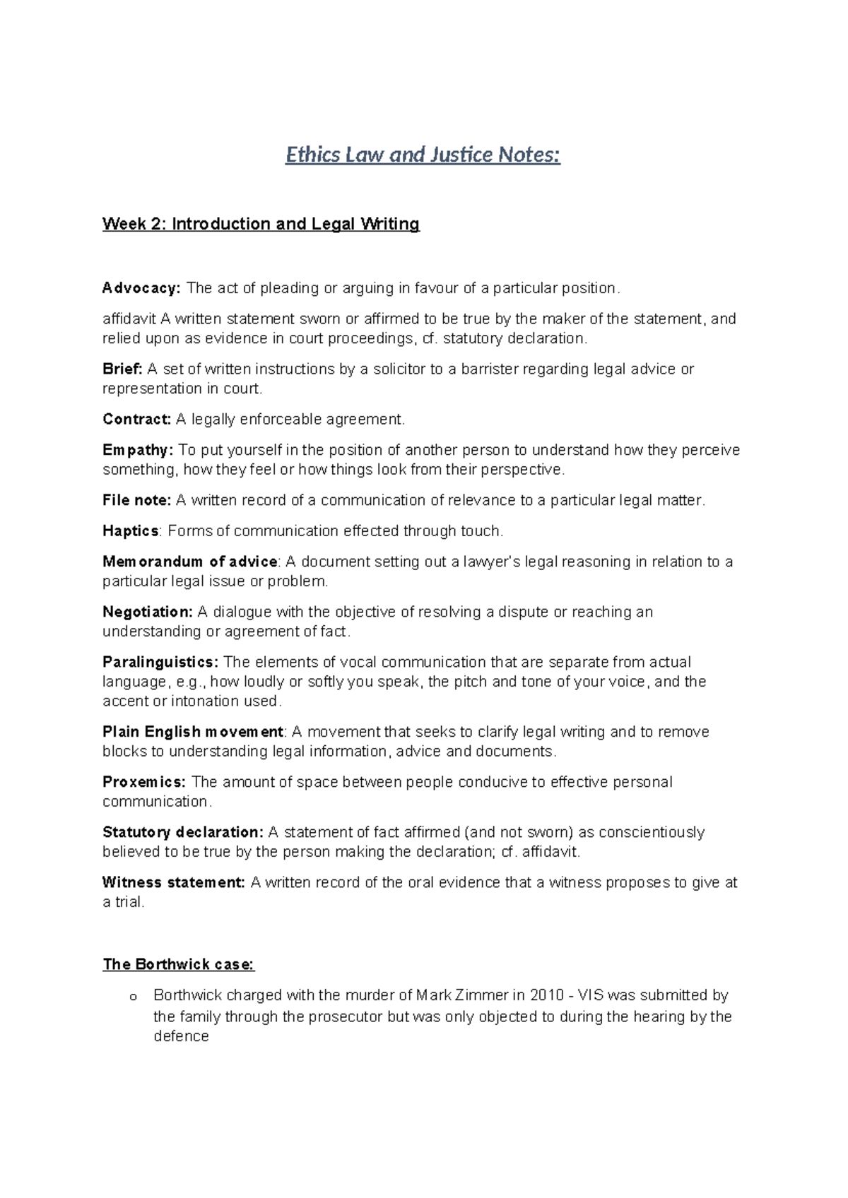 Document - Brief ethics law and justice notes - Ethics Law and Justice ...