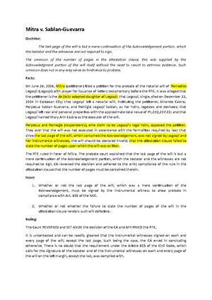 Cases III - Mendoza v. de Los Santos Topic: Applicability of Reserva ...