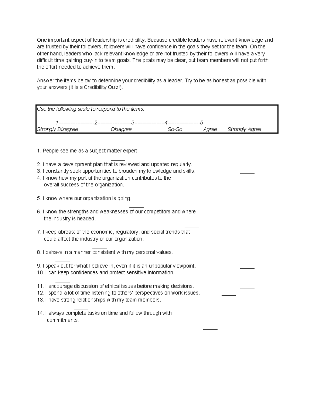 Credibility Quizandsampleminicaseanswers - One important aspect of ...