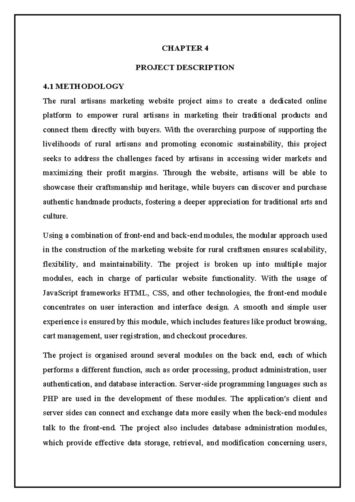 4project description - assignment - CHAPTER 4 PROJECT DESCRIPTION 4 METHODOLOGY The rural ...