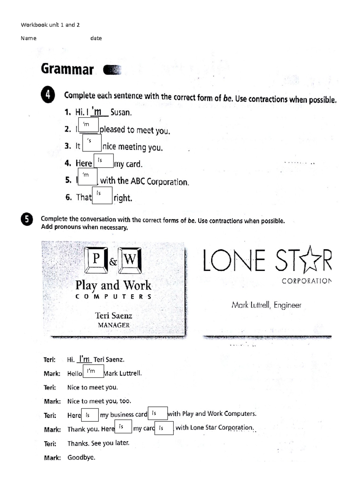 Workbook unit 1 and 2 Workbook unit 1 and 2 - Workbook unit 1 and 2 ...
