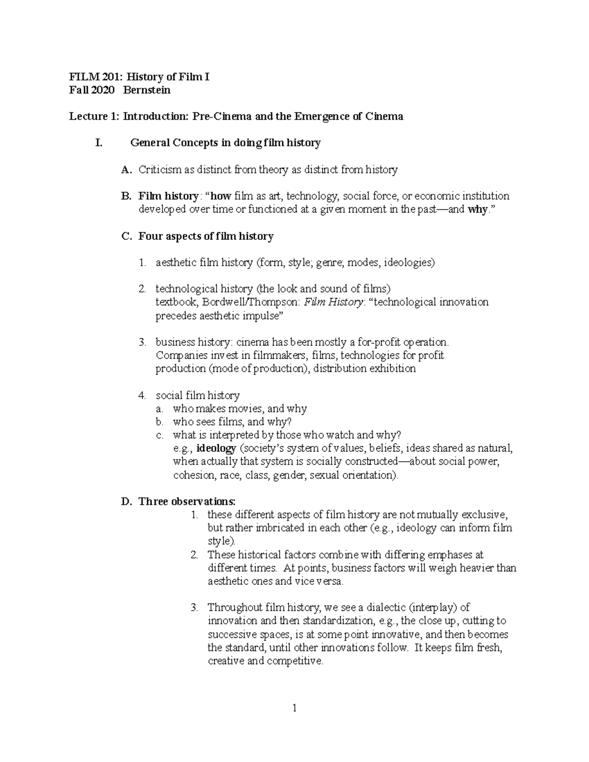 01-Pre cinema and emergence of cinema - FILM 201: History of Film I ...