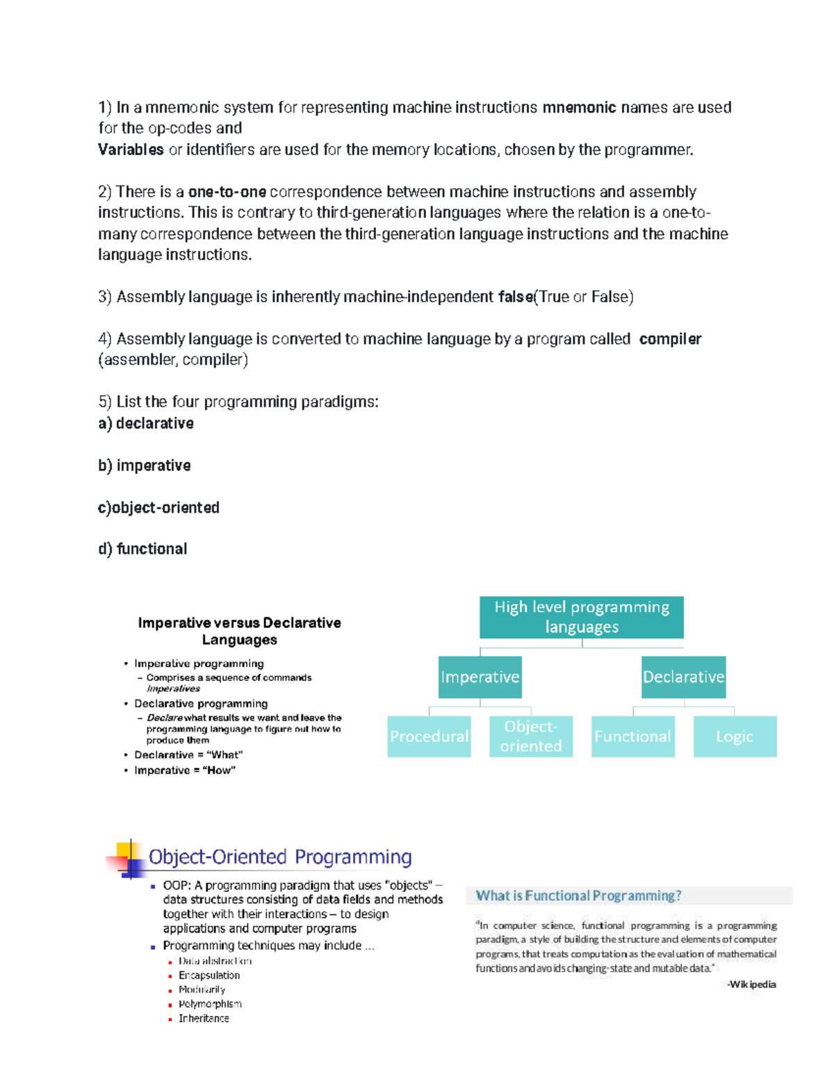WA22 definitions - language types and generations. Textbook: Computer ...