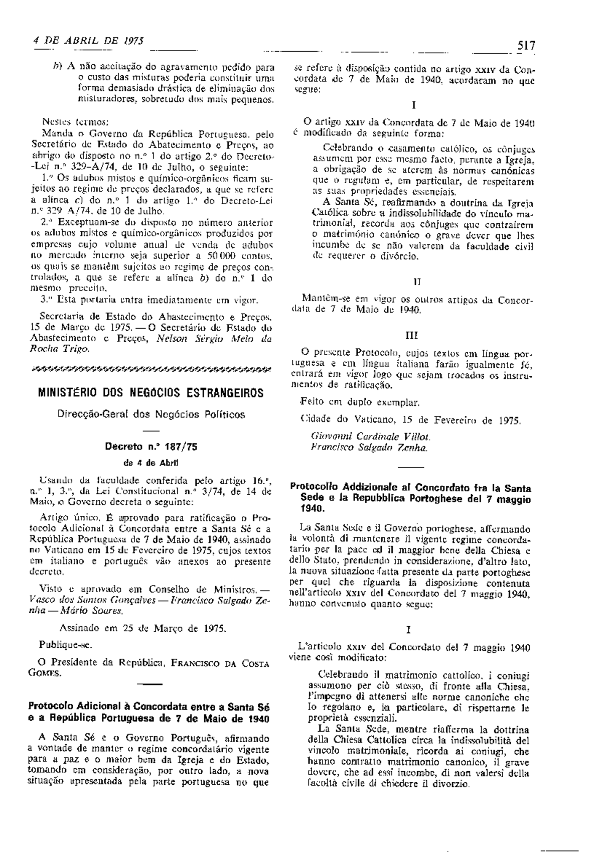 Protocolo Adicional à concordata 1940 - Direito da Familia - Studocu