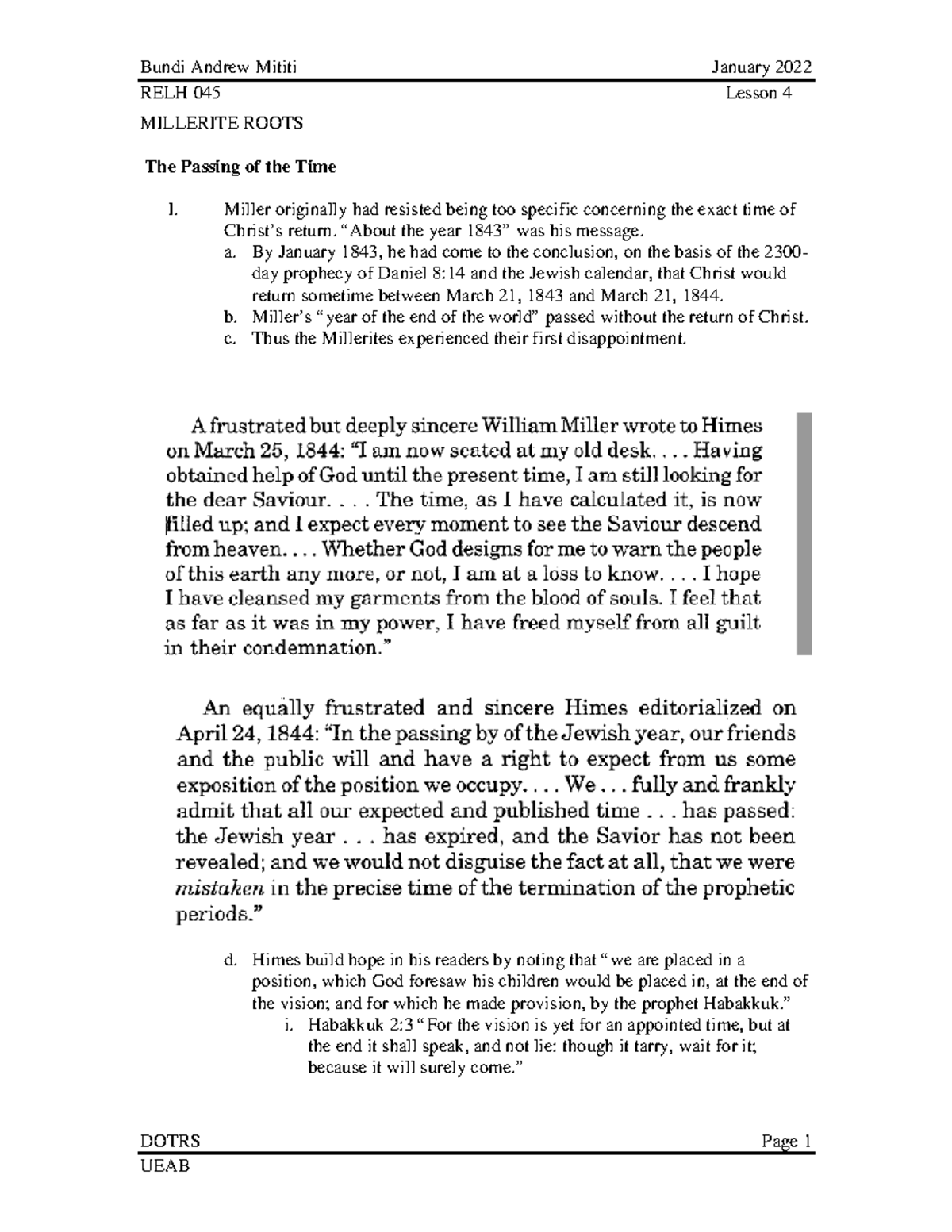 RELH 045 - Lesson 4 - Bundi Andrew Mititi January 2022 RELH 045 Lesson ...