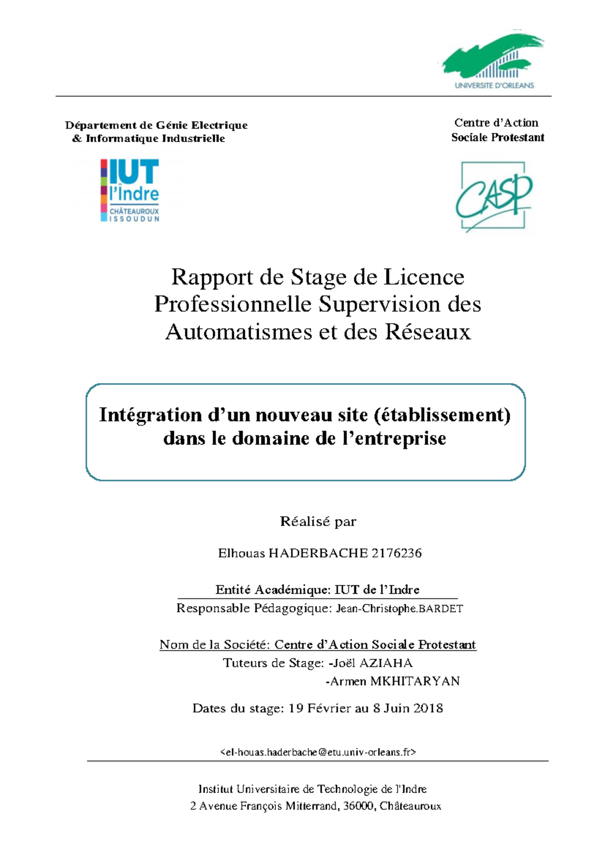 Rapport de stage - bon courage - Département de Génie Electrique ...