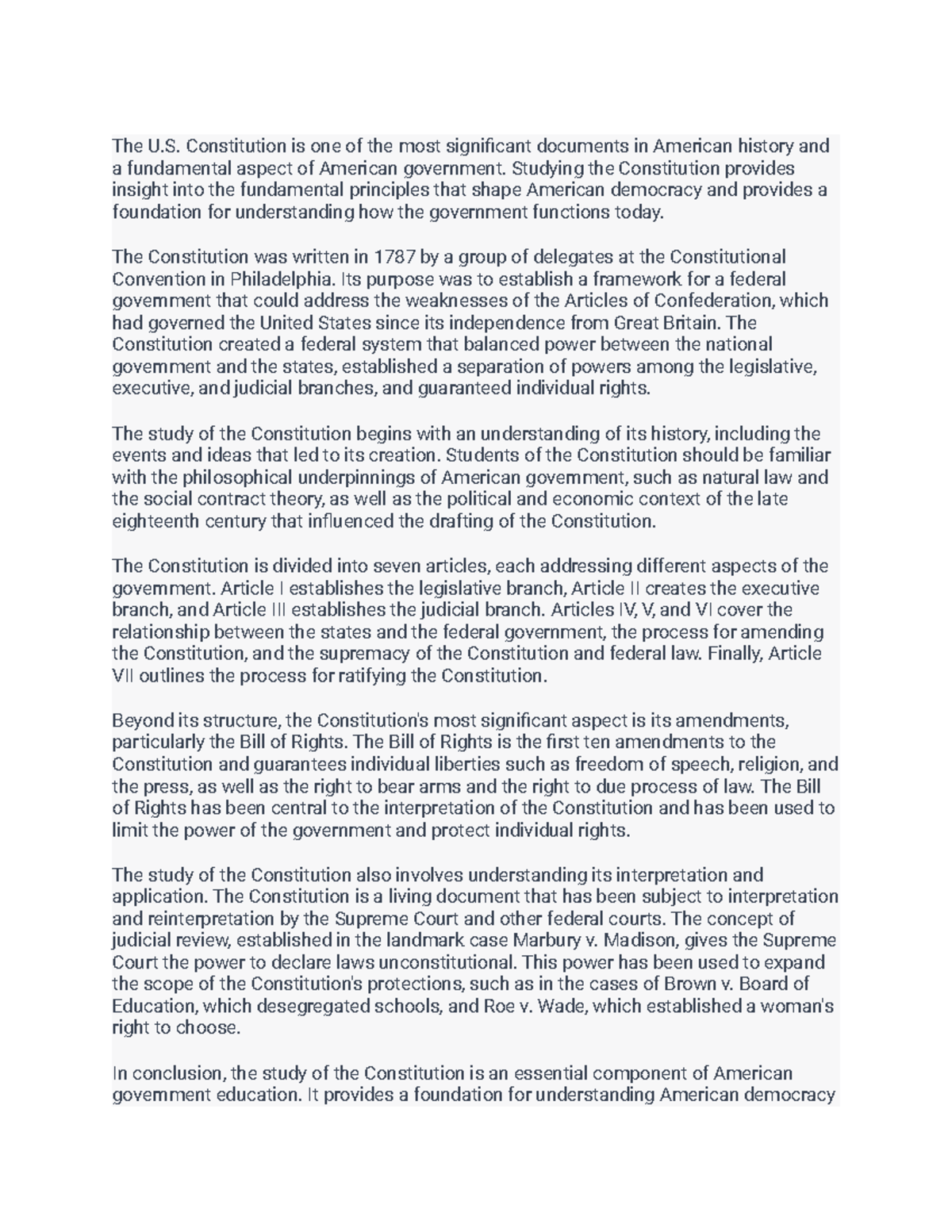 US National Government - The U. Constitution is one of the most ...