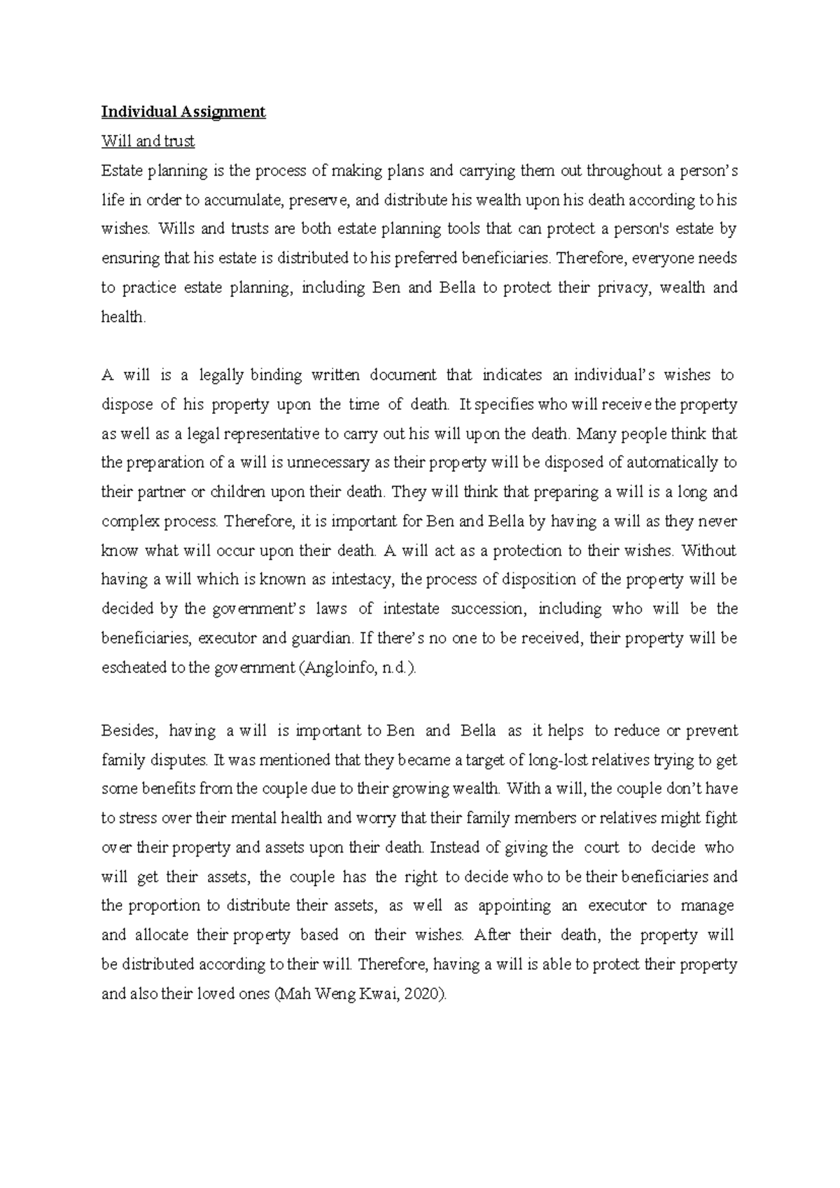 PFP Individual Assignment Ben and Bella - Individual Assignment Will ...