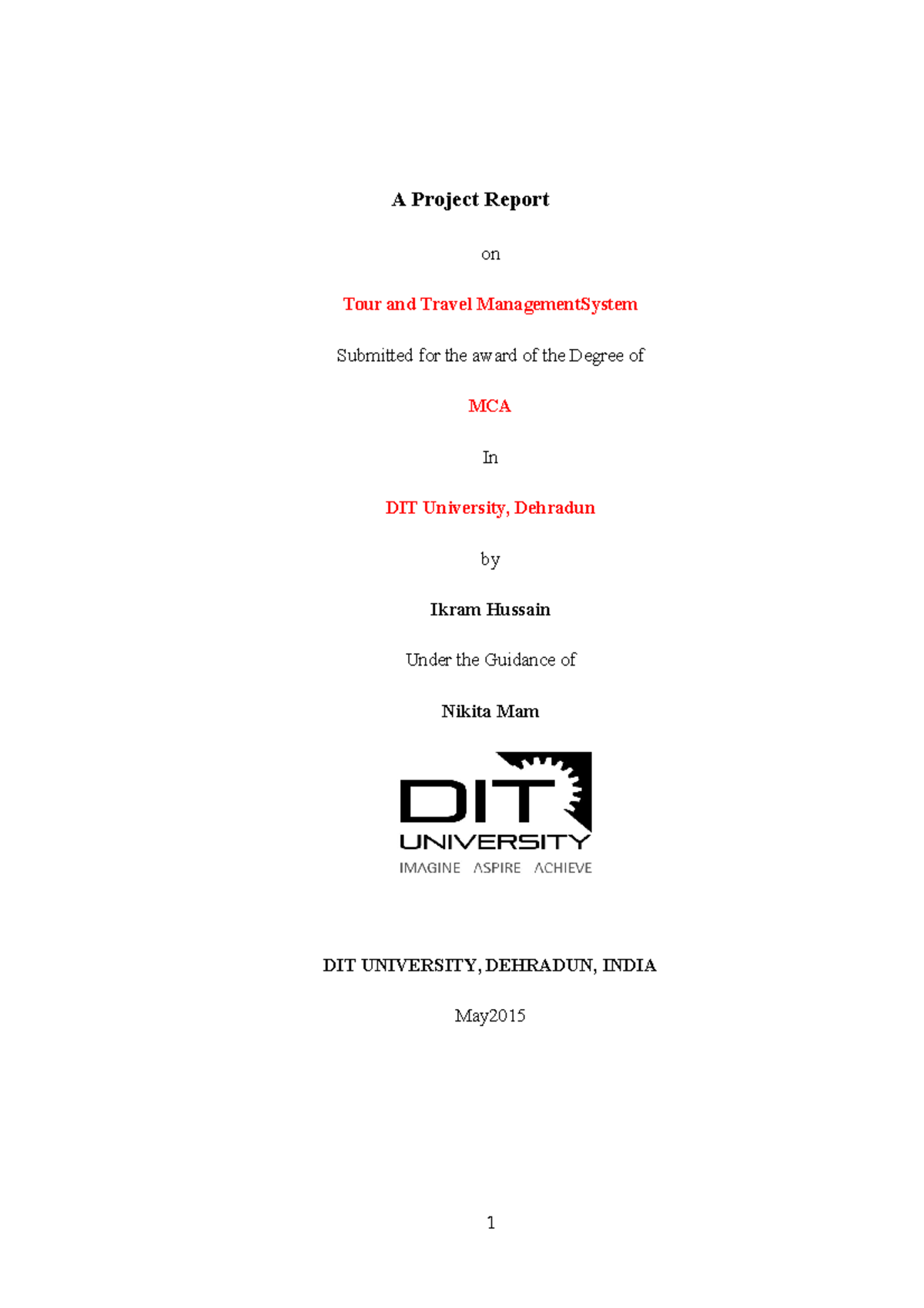 Idoc - assignment - A Project Report on Tour and Travel ...