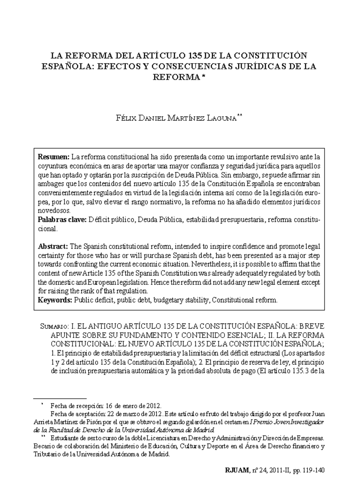 Reforma del Artículo 135 DE LA Constitución - La reforma del artÌculo ...