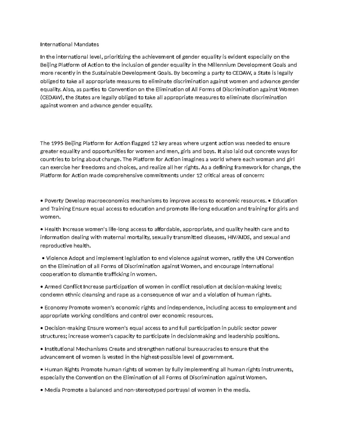 International-Mandates - International Mandates In the international ...