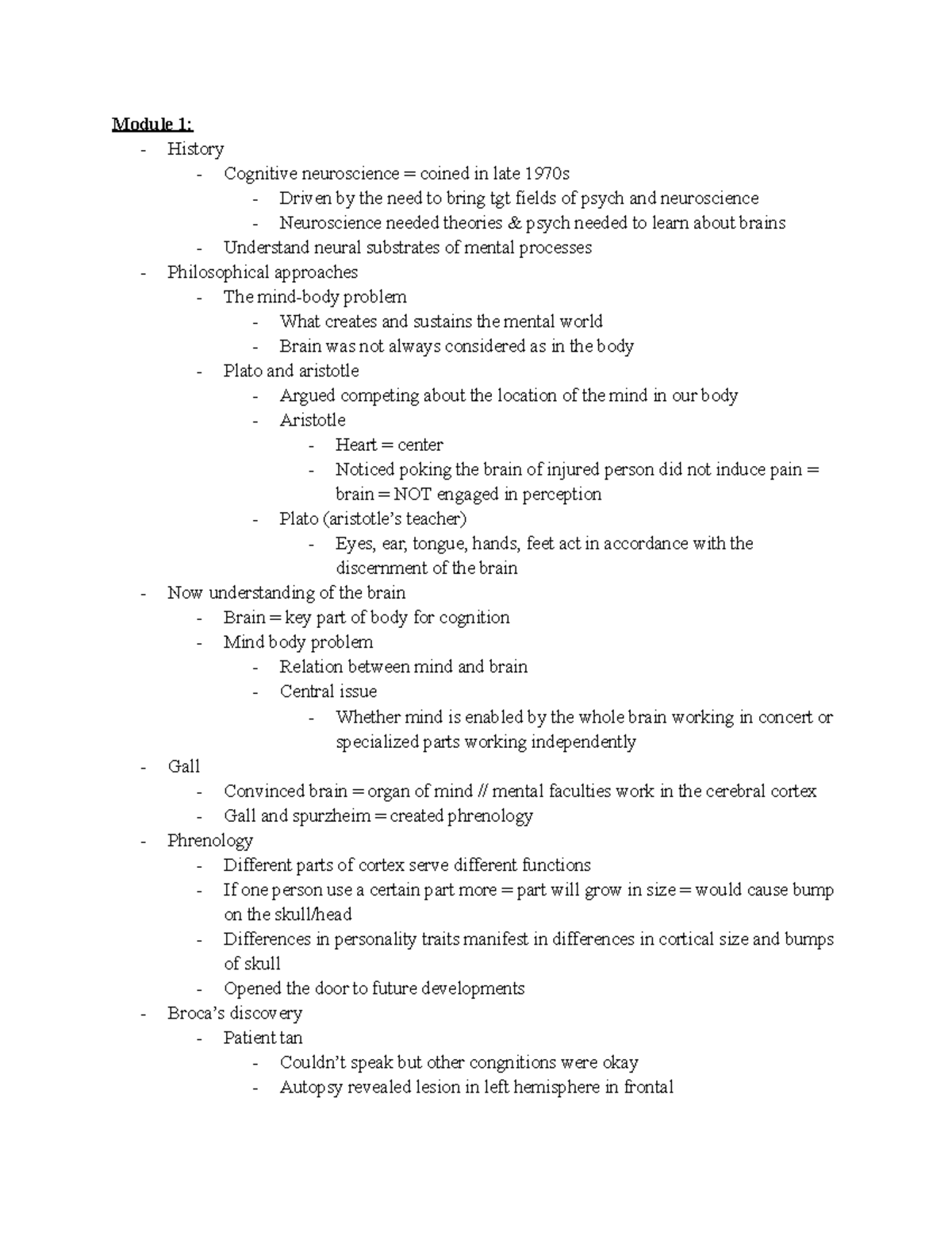 Psych 204 - 204 - Module 1: - History - Cognitive neuroscience = coined ...
