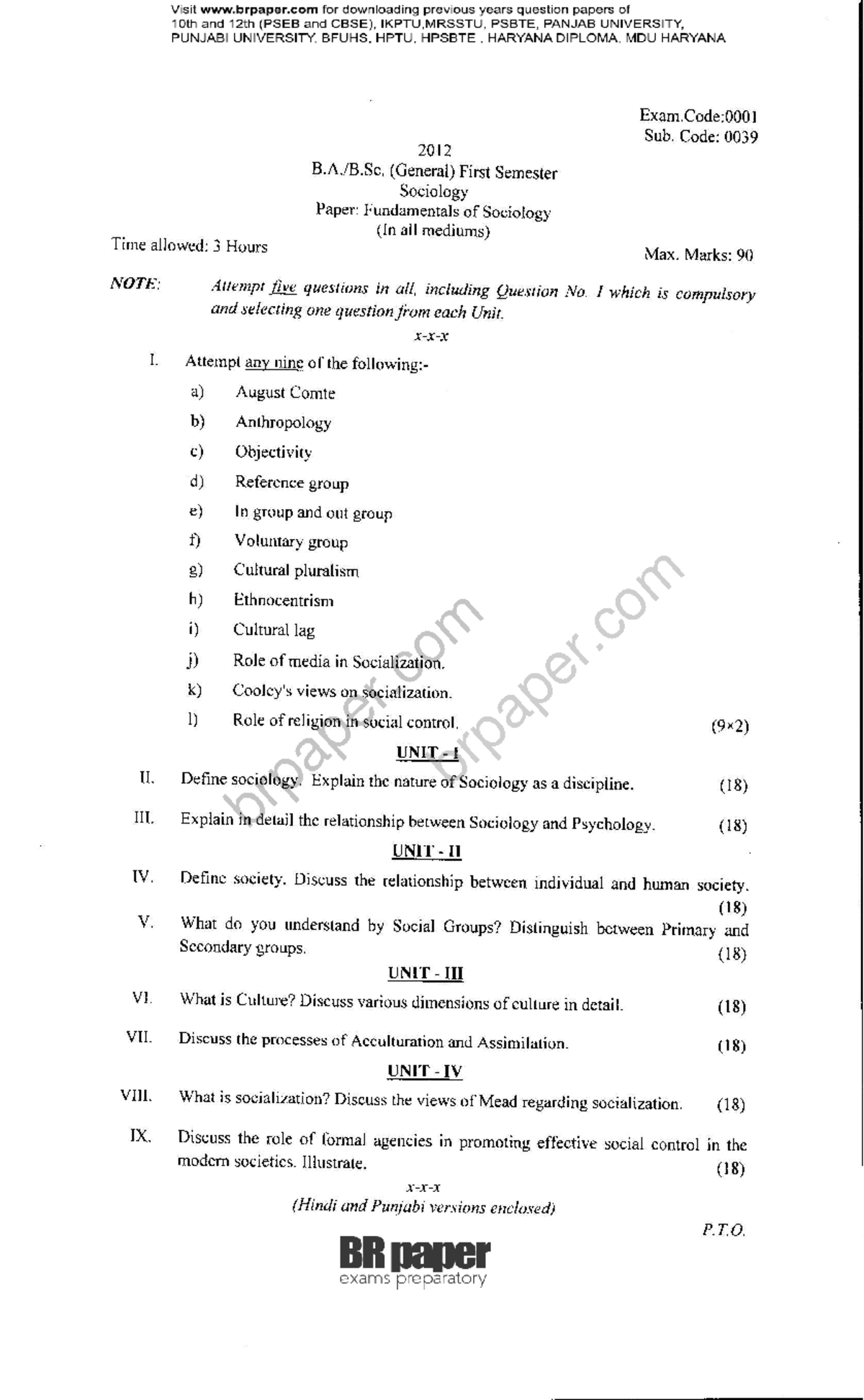 Socialogy-FS(1st)Dec2021 - BA-llb - brpaper brpaper - Studocu