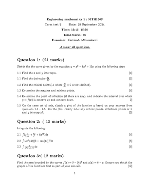 MTH150S - CPUT - Engineering Mathematics 1 - Studocu