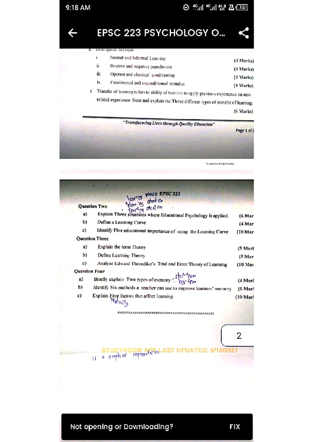 EPSC 223 past papers - measurement and evaluation - Studocu