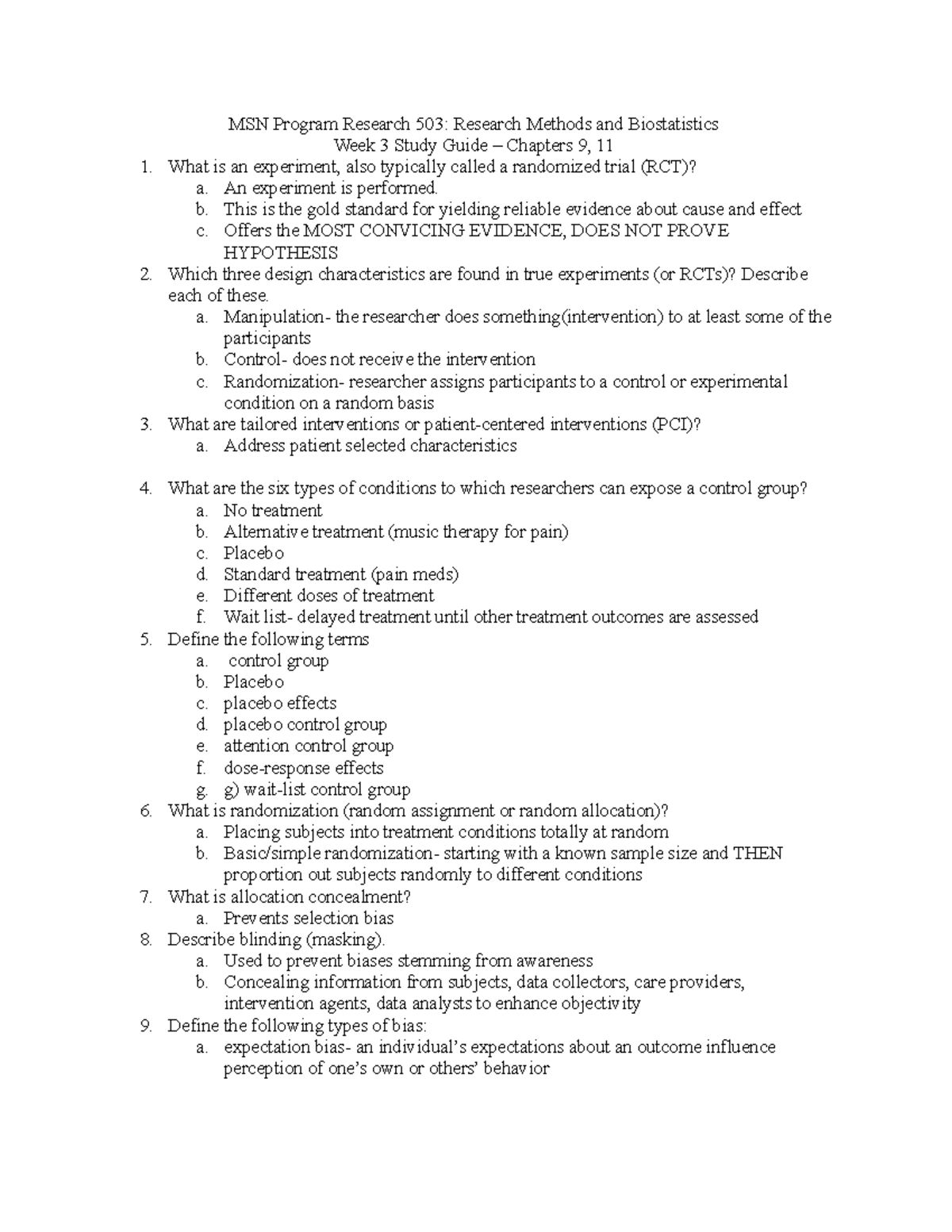 Week 3 Study Guide - MSN Program Research 503: Research Methods and ...