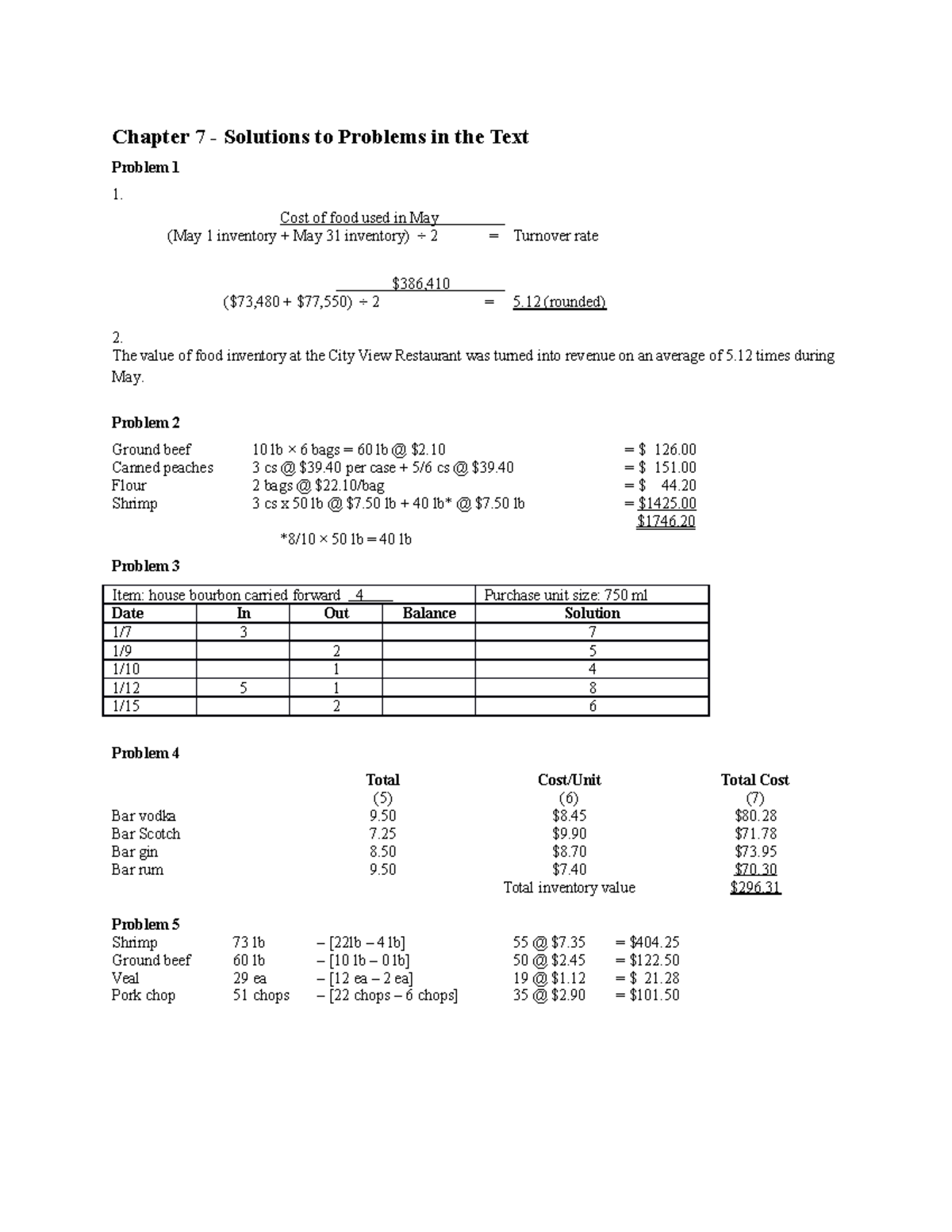 Chapter 7 Solutions to problems in the text - Chapter 7 - Solutions to ...