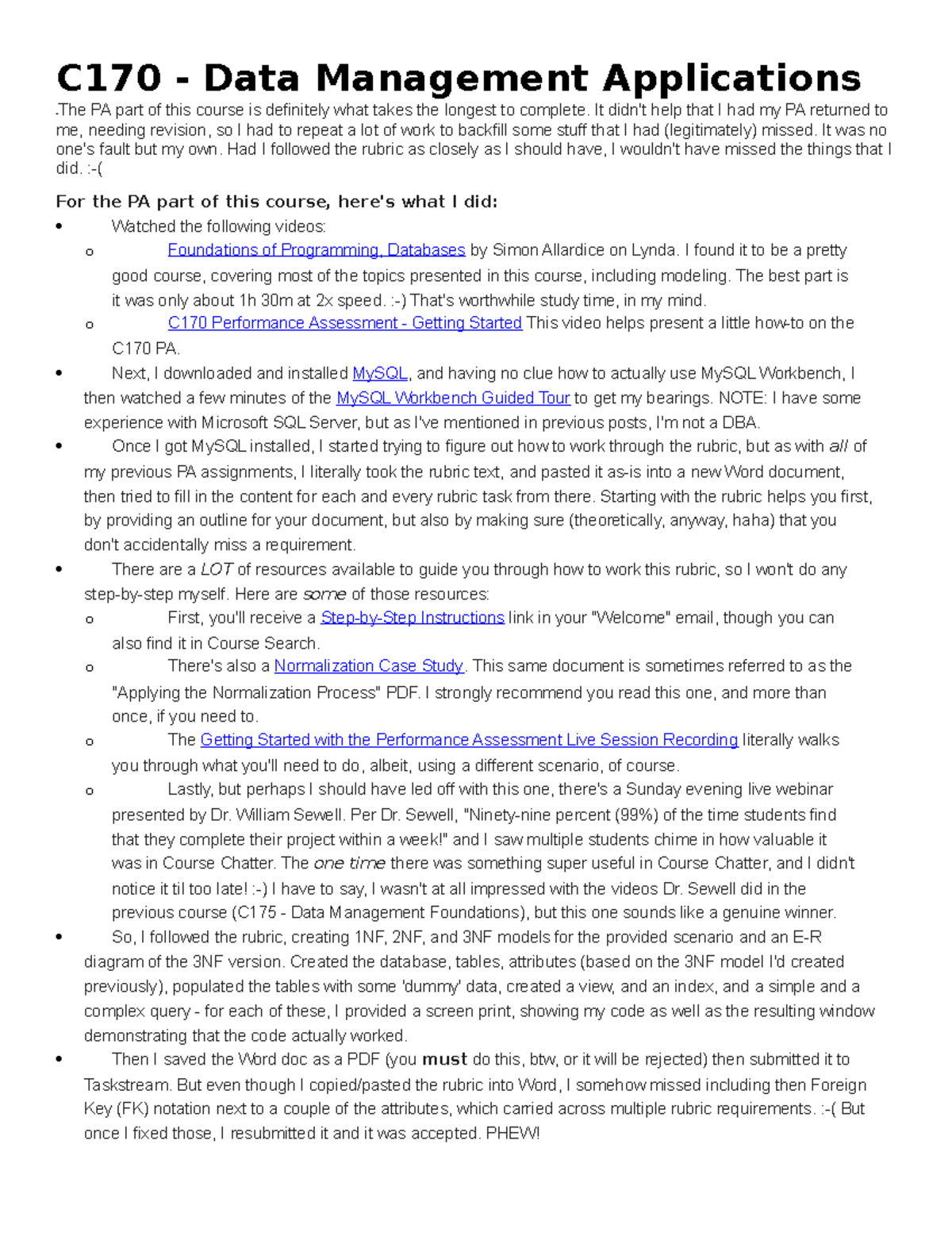 C170 - how to pass exam - C170 - Data Management Applications The PA ...