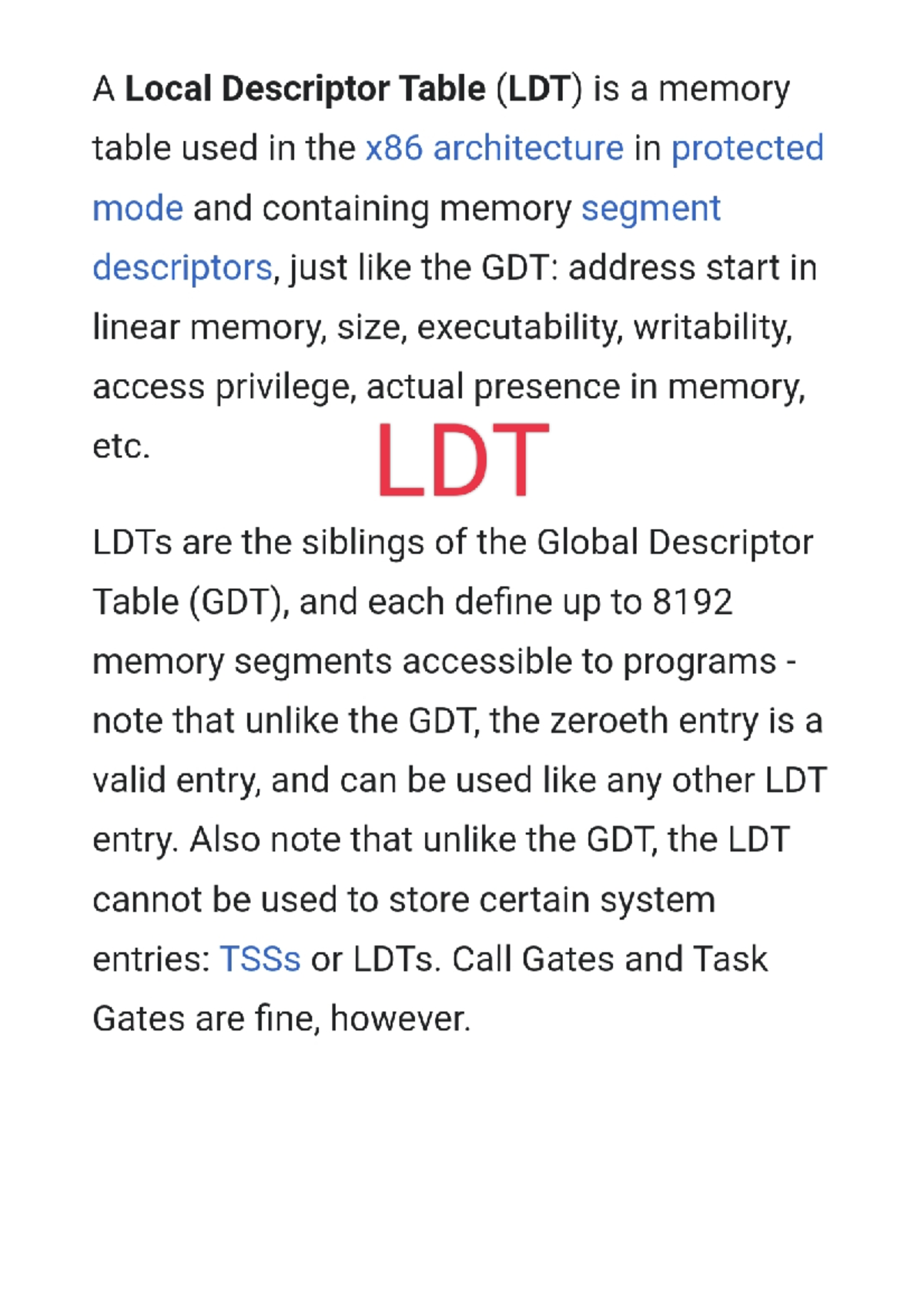 MP QB Answers - Question bank - A Local Descriptor Table (LDT) is a ...