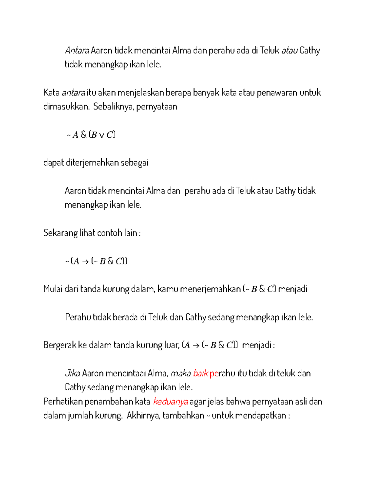 Operator Simbol Logika - Antara Aaron tidak mencintai Alma dan perahu ...