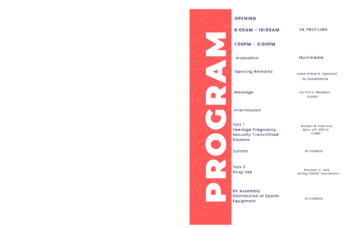 Doc1 - good - OPENING 8:00AM 10:00AM KK PROFILING 1:00PM 5:00PM Invocation Multimedia Opening ...