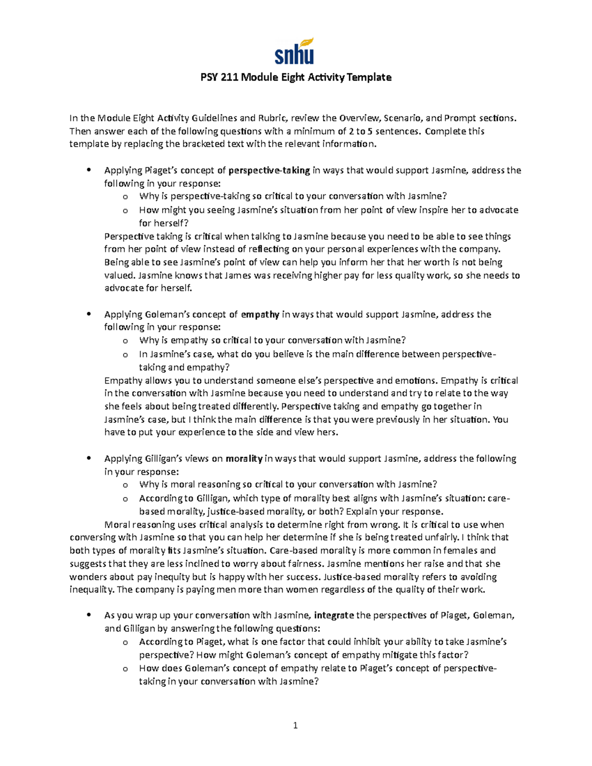 PSY 211 Module Eight Activity Template Dellinger - PSY 211 Module Eight ...