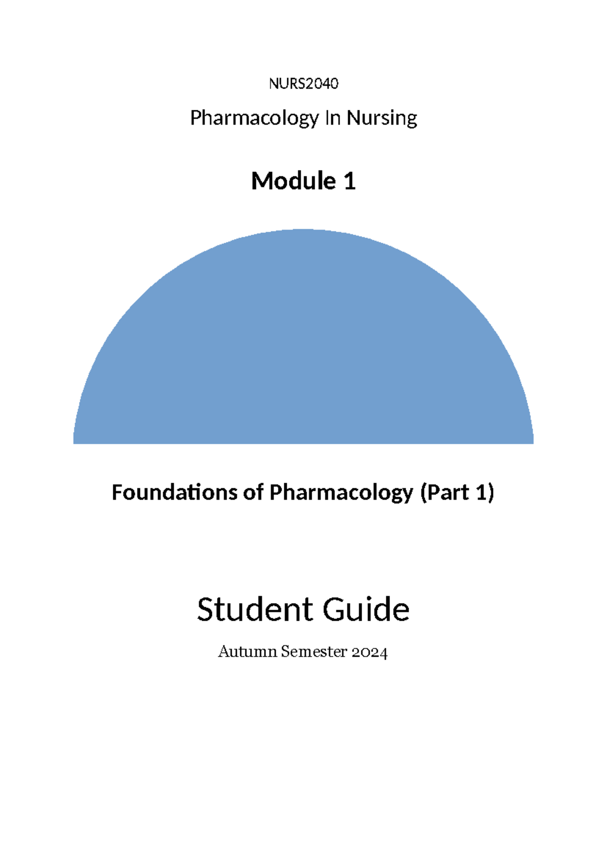Module 1 - Intro to Pharmacology Part 1 Student Guide - NURS ...