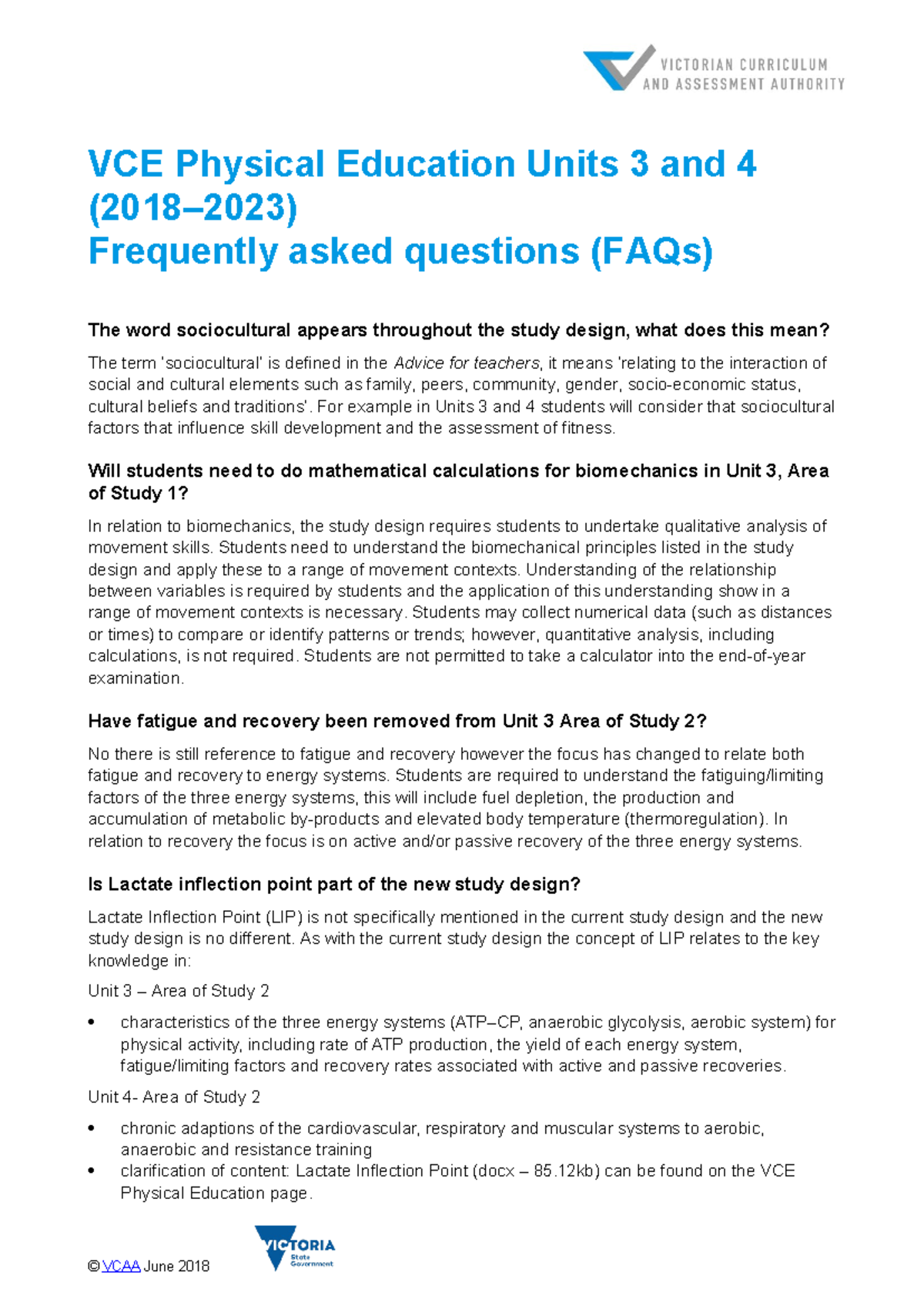 Physical education Units 3and4 FAQs - VCE Physical Education Units 3 ...