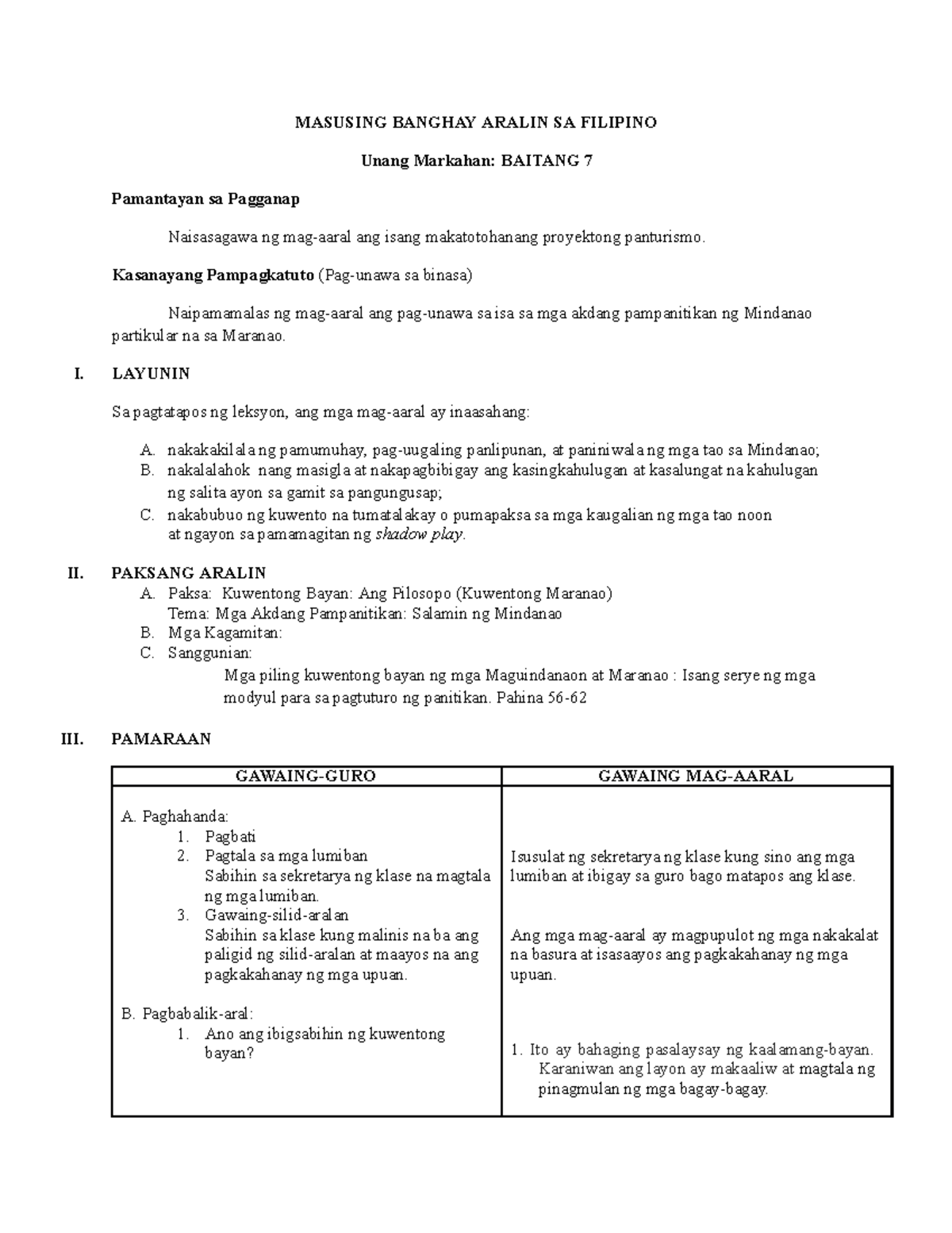 Masusing-banghay-aralin-sa-filipino-7 compress - MASUSING BANGHAY ARALIN SA FILIPINO Unang ...