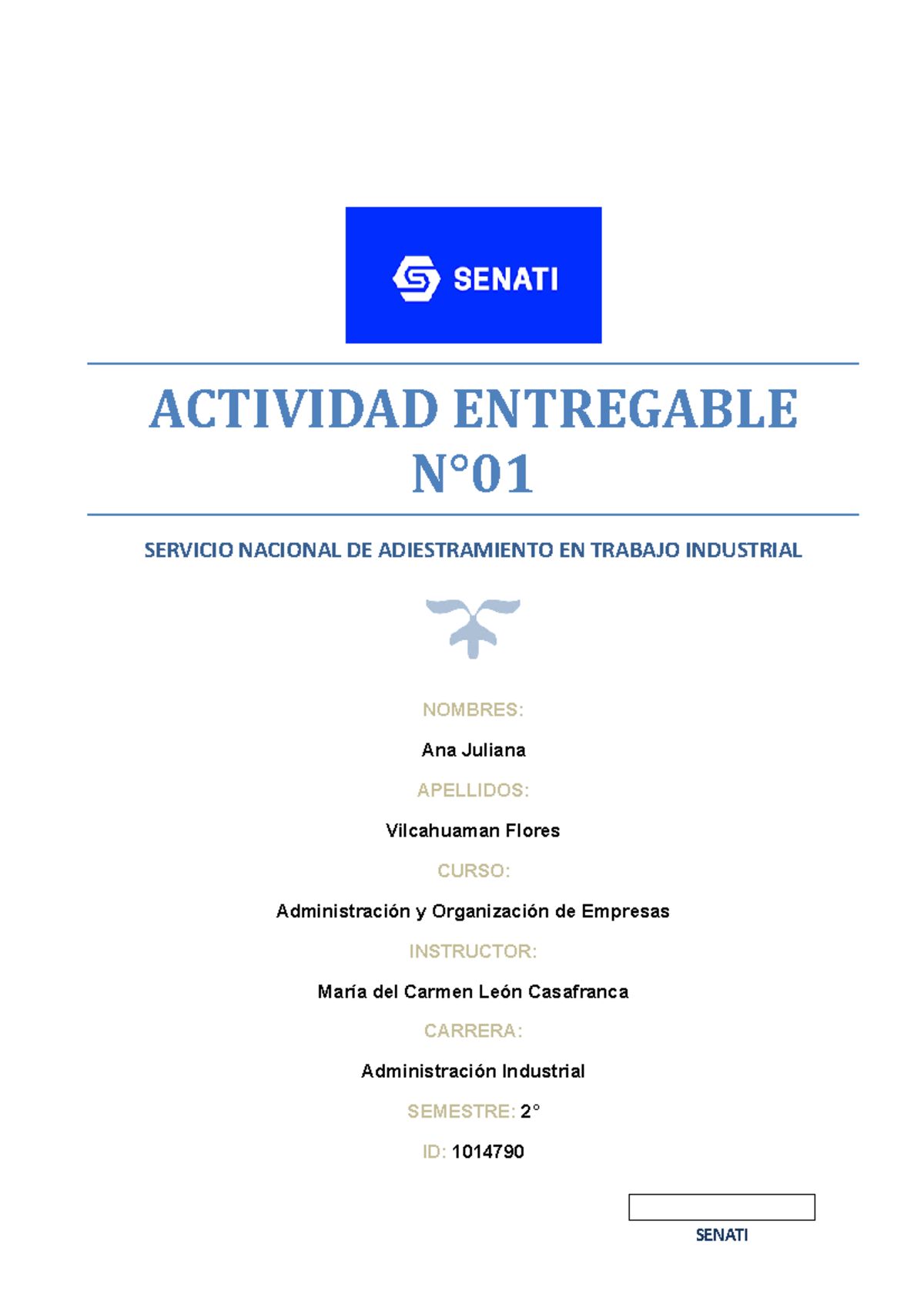 Actividad Entregable N° 01 DE Administracion Y Organizacion DE Empresas - ACTIVIDAD ENTREGABLE N ...