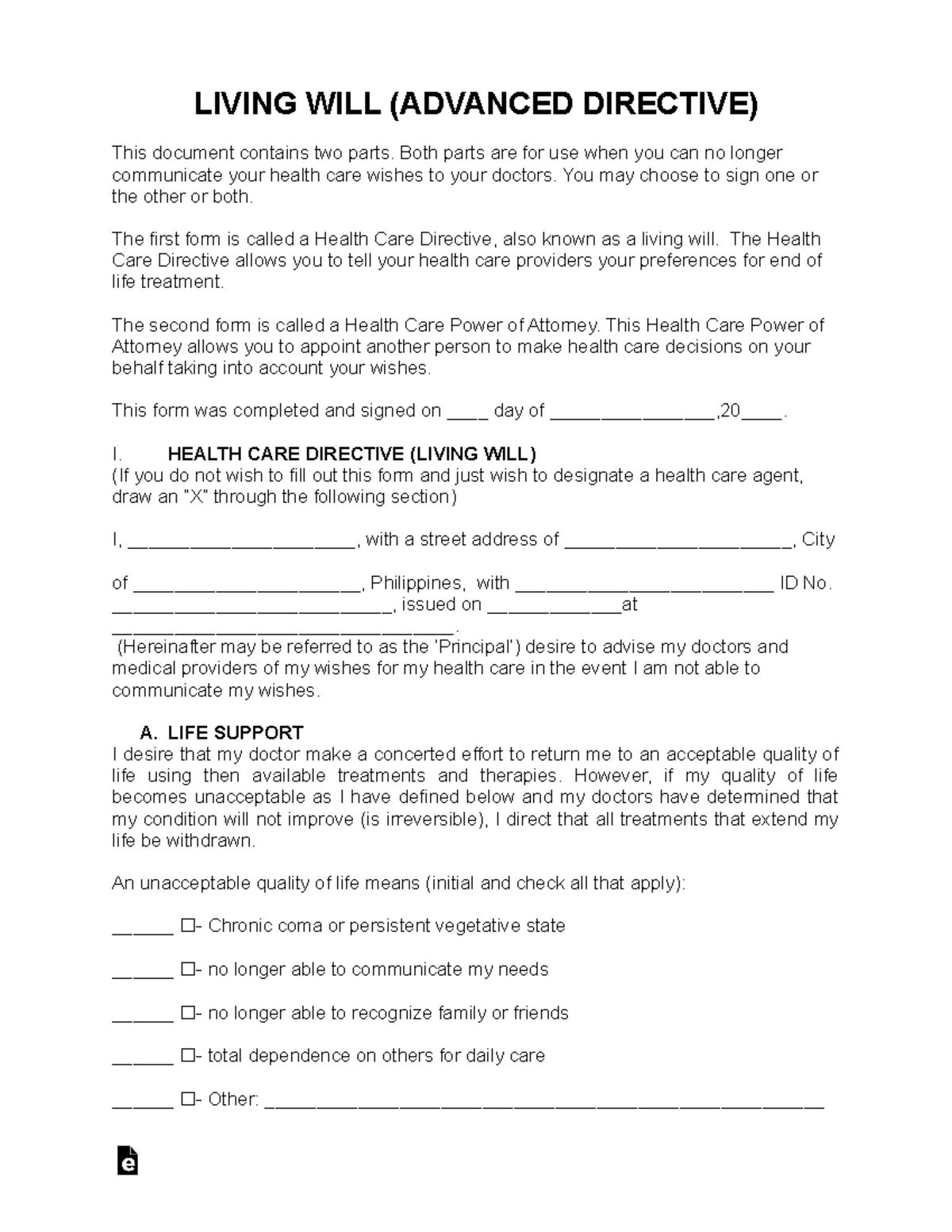 Sample/practice exam 16 February 2020, questions - LIVING WILL ...